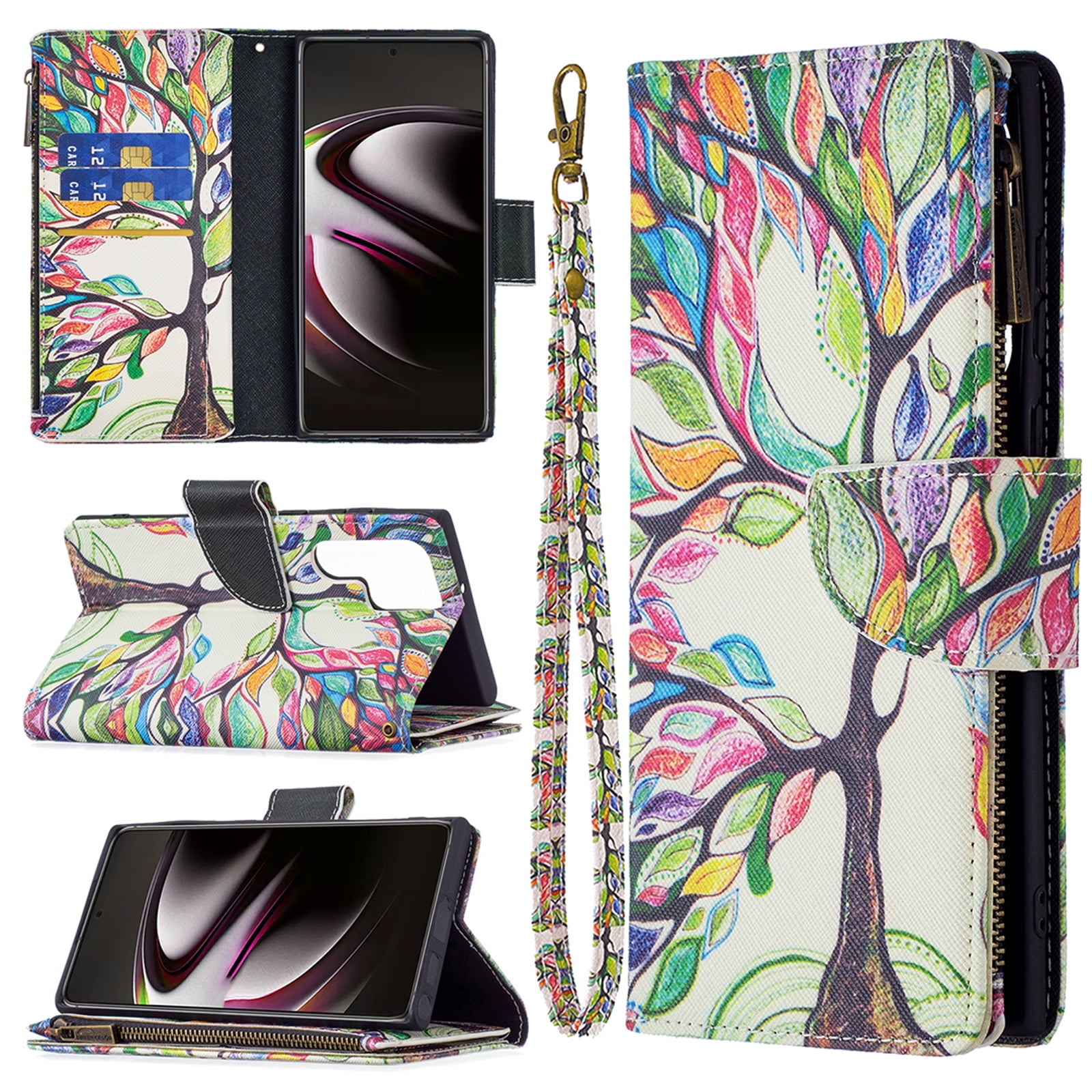 Feishell Galaxy S23 Ultra Case Zipper Purse Embossed Pattern Premium ...