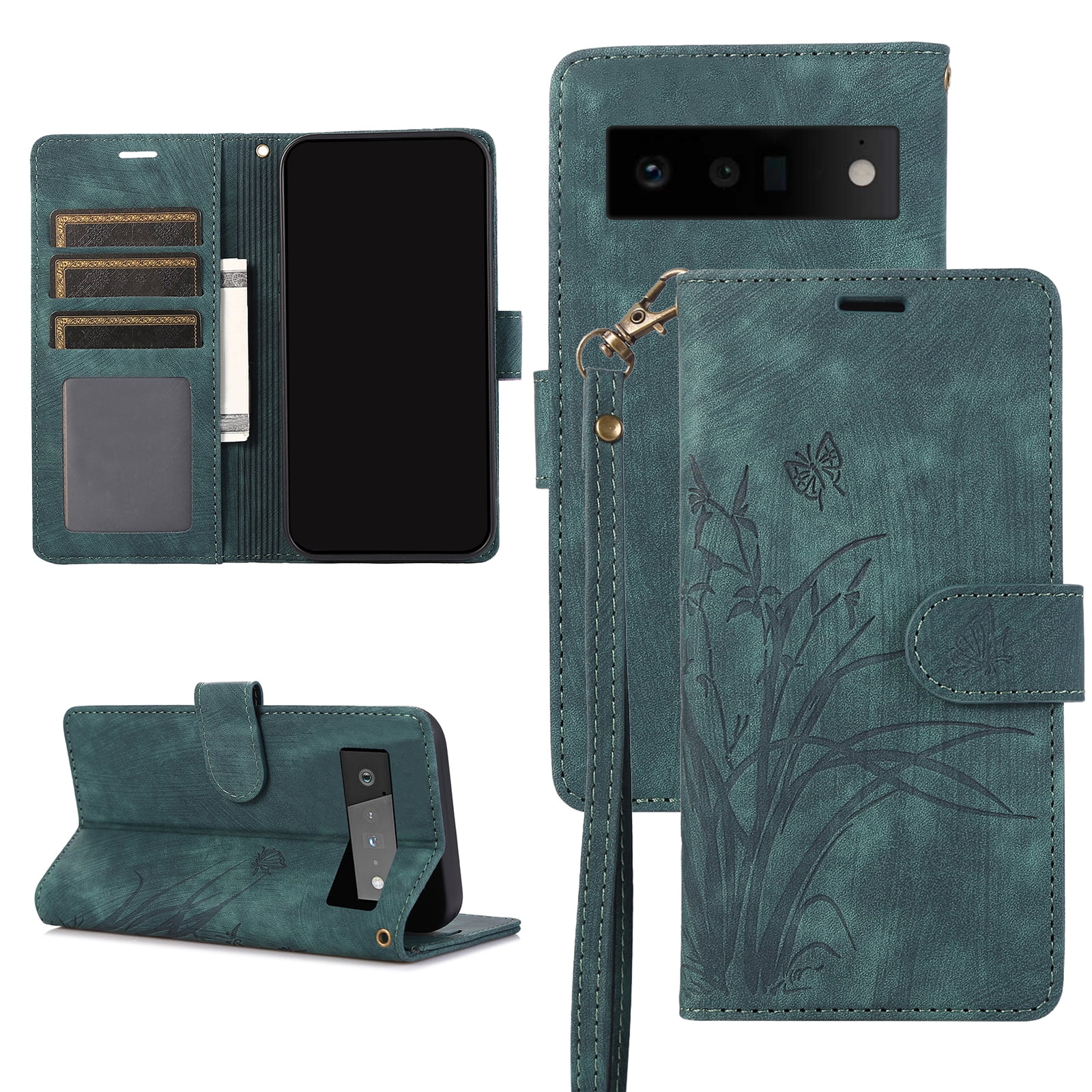 Feishell for Google Pixel 6 Pro Wallet Case with Wrist Strap ...