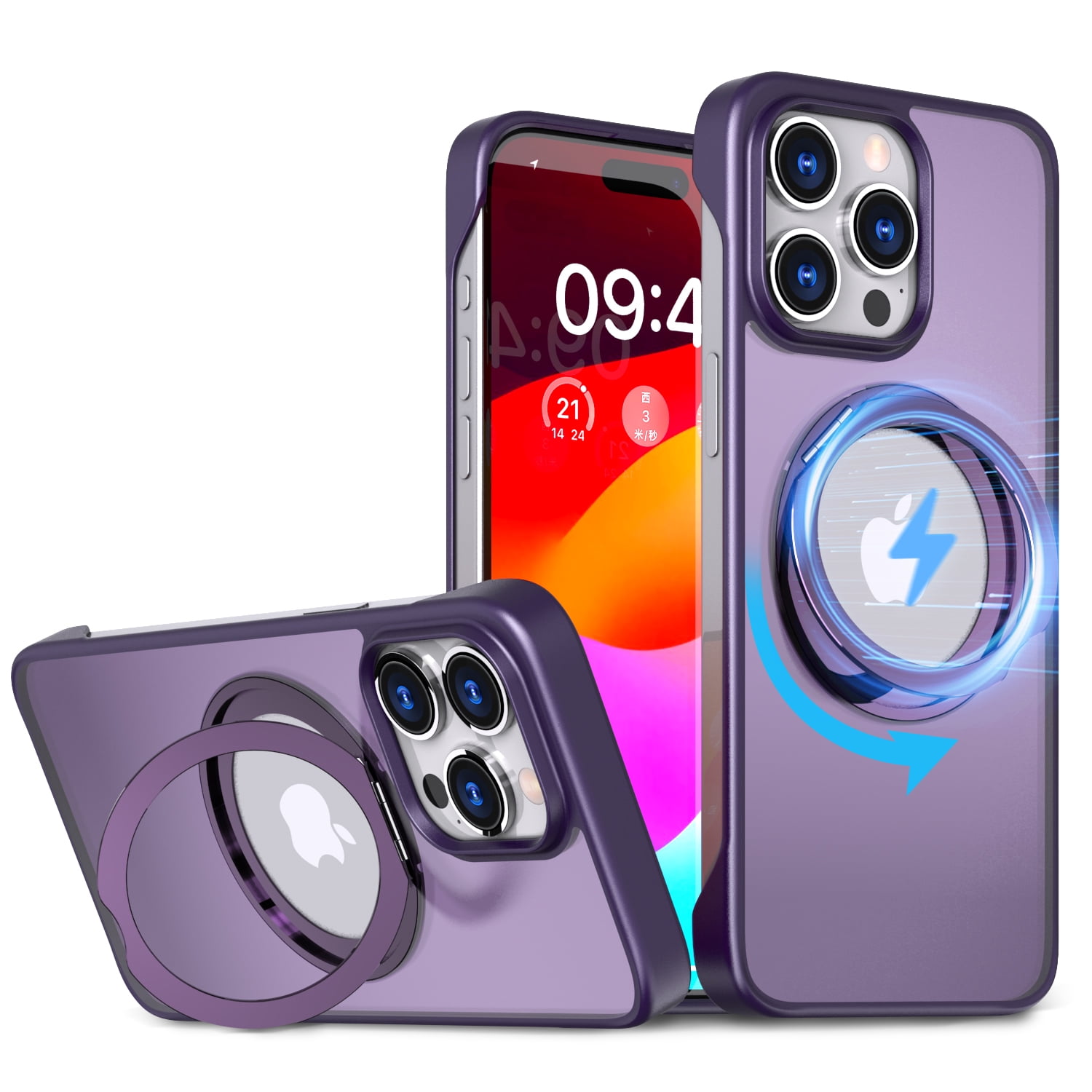 Feishell Magnetic Slim Case For Iphone 15 Pro Built In Rotatable Metal