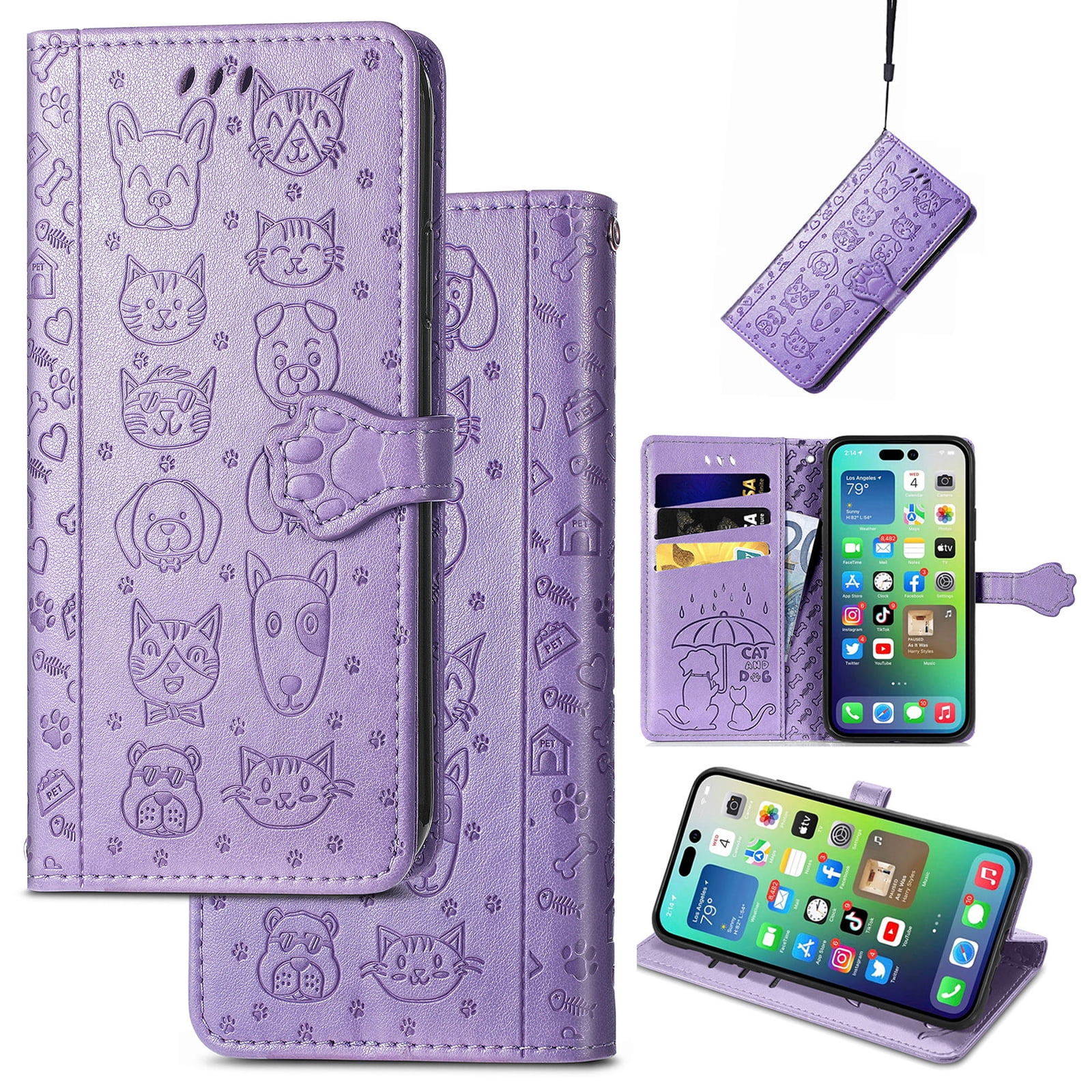 Feishell for Nothing Phone (1) Cartoon Cute Wallet Case, Cat Dog Style ...