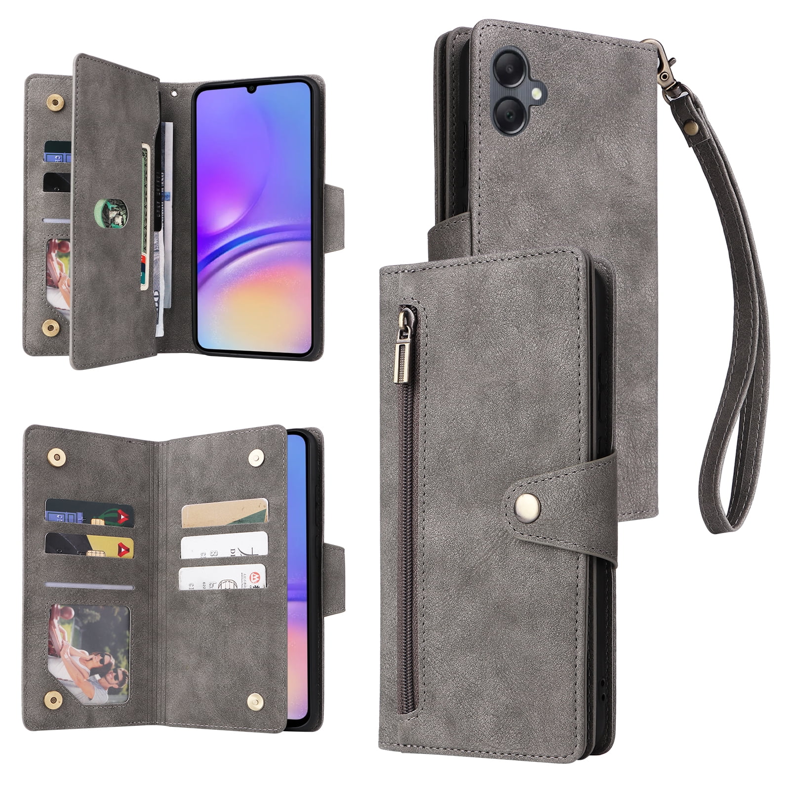 Feishell for Samsung Galaxy A05 Wallet Case with Wrist Strap,Premium PU ...