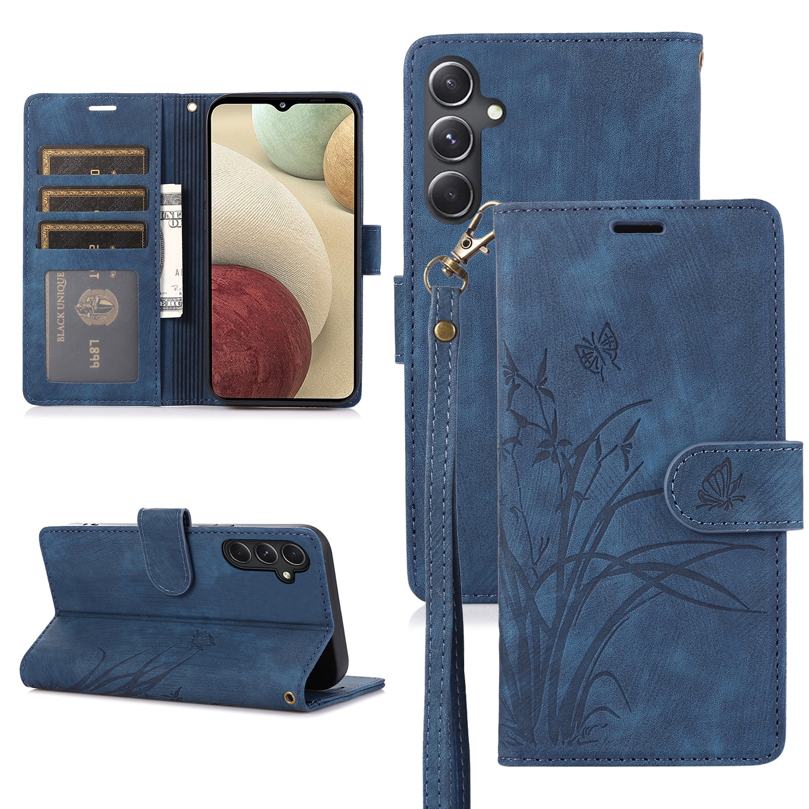 Feishell for Samsung Galaxy A15 4G Wallet Case with Wrist Strap ...