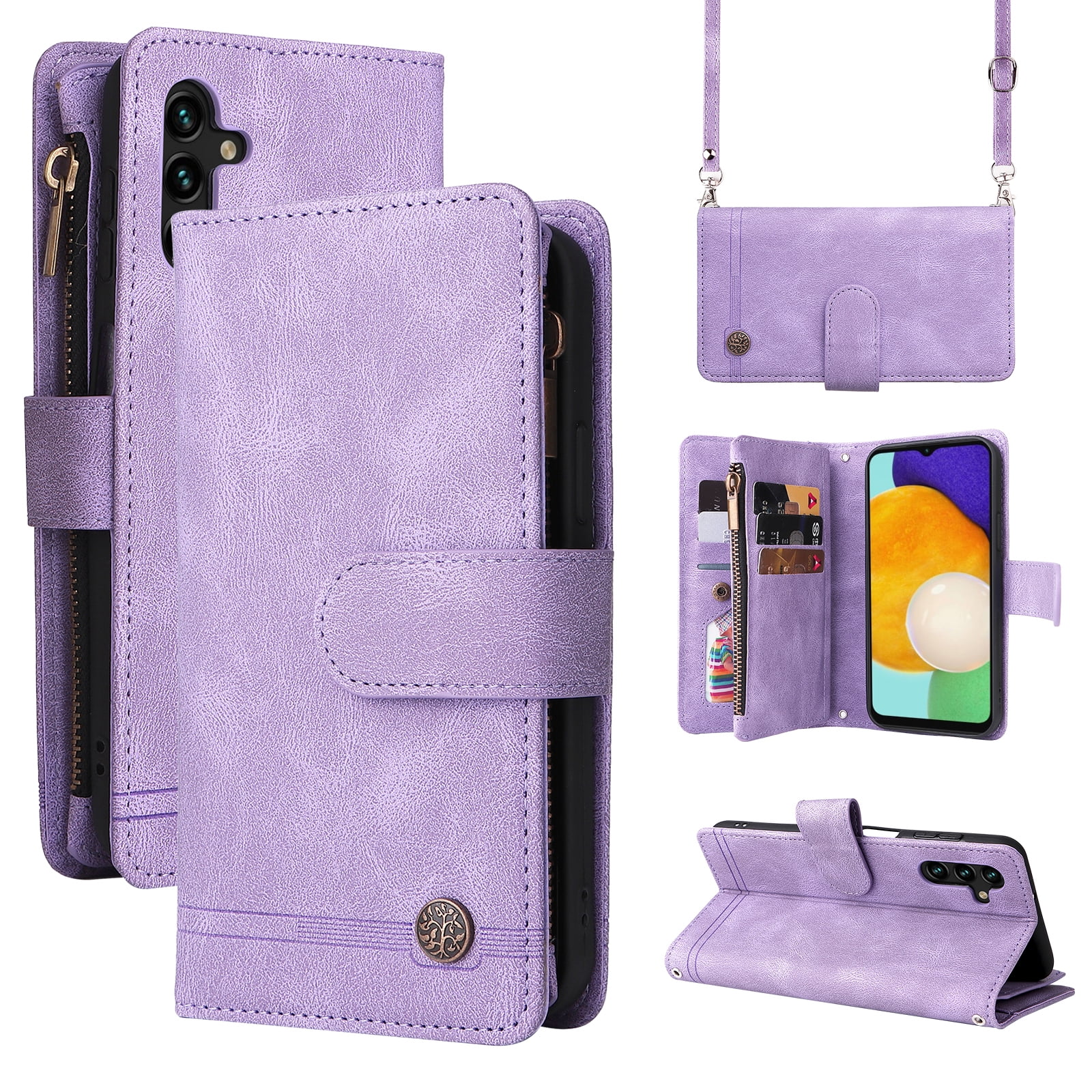 Feishell for Samsung Galaxy A25 5G Zipper Wallet Case with Wrist Strap ...