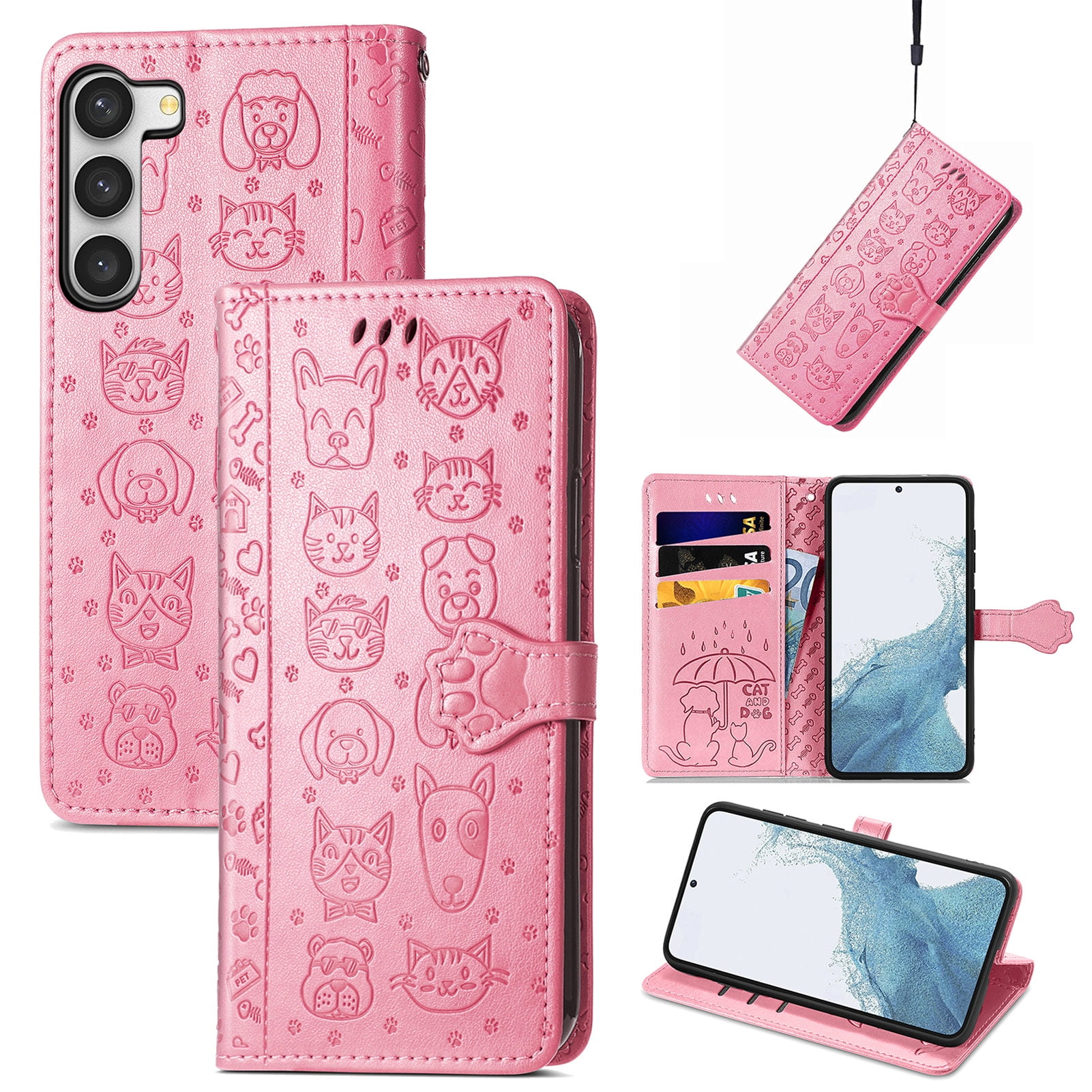 Feishell for Samsung Galaxy S21 FE Cartoon Cute Wallet Case, Cat Dog ...