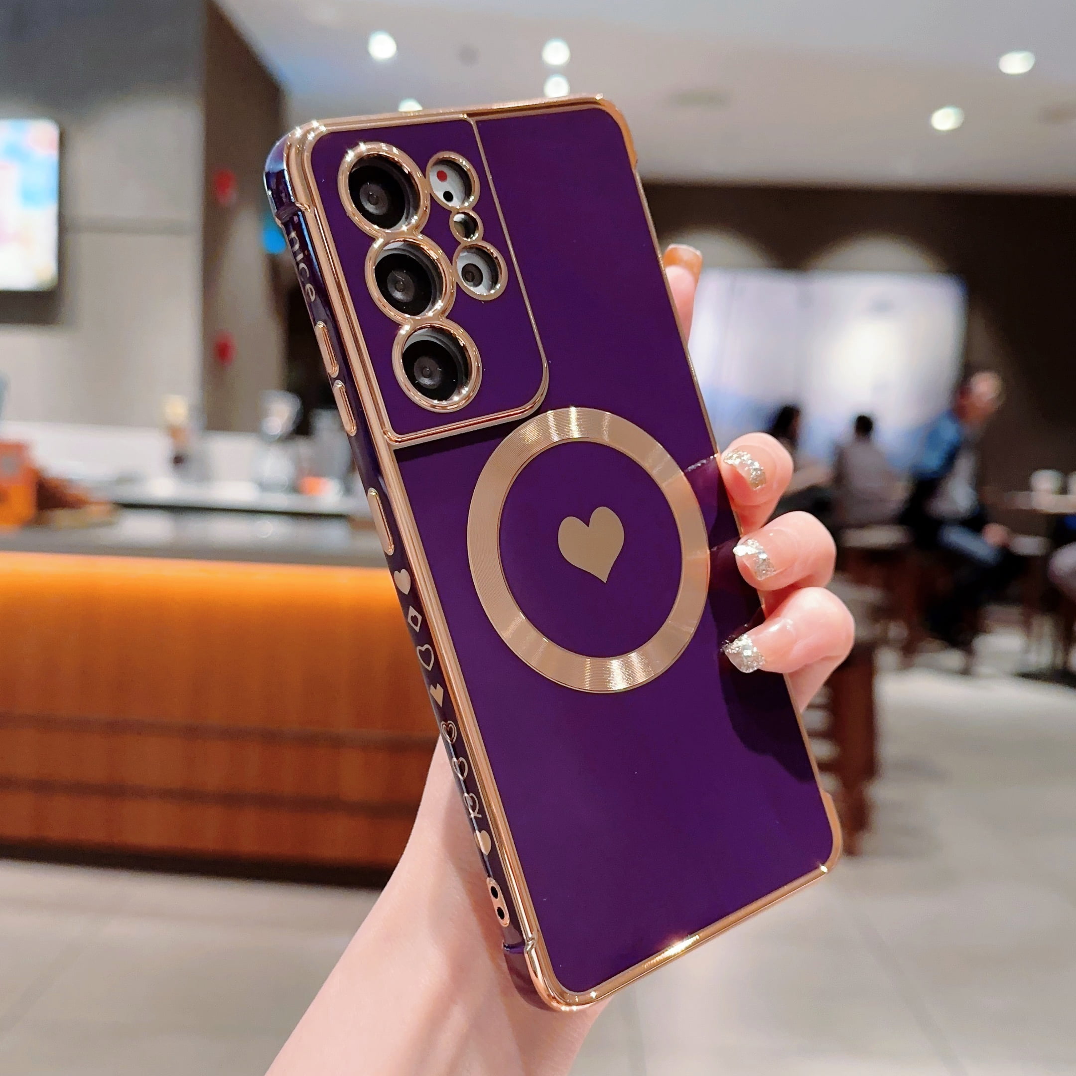 Feishell for Samsung Galaxy S21 Ultra (6.8 inch) Cute Love Heart Pattern Case for Women Girls ...