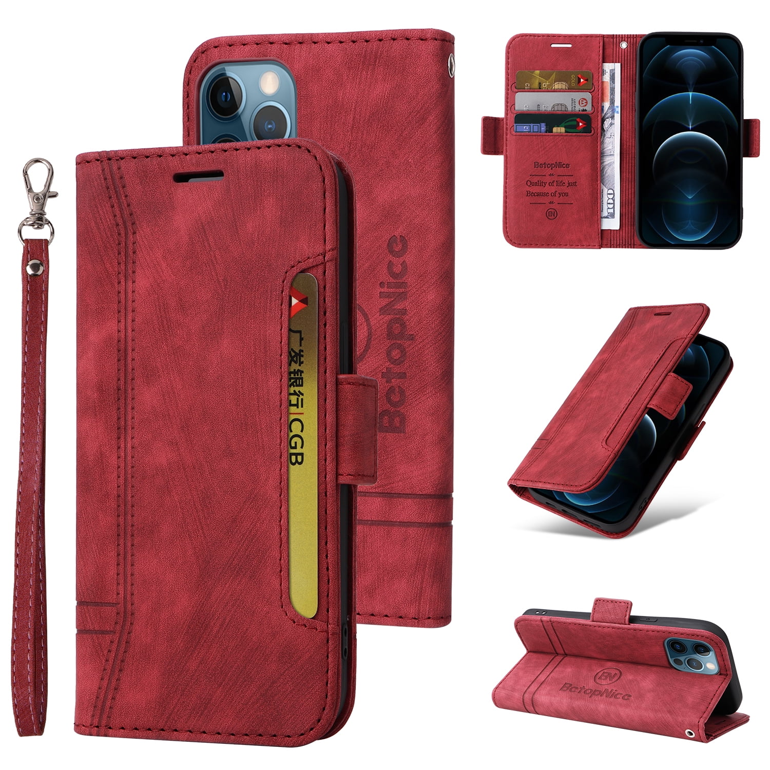 Feishell Wallet Case for iPhone 13, Magnetic Protect PU Leather Flip ...