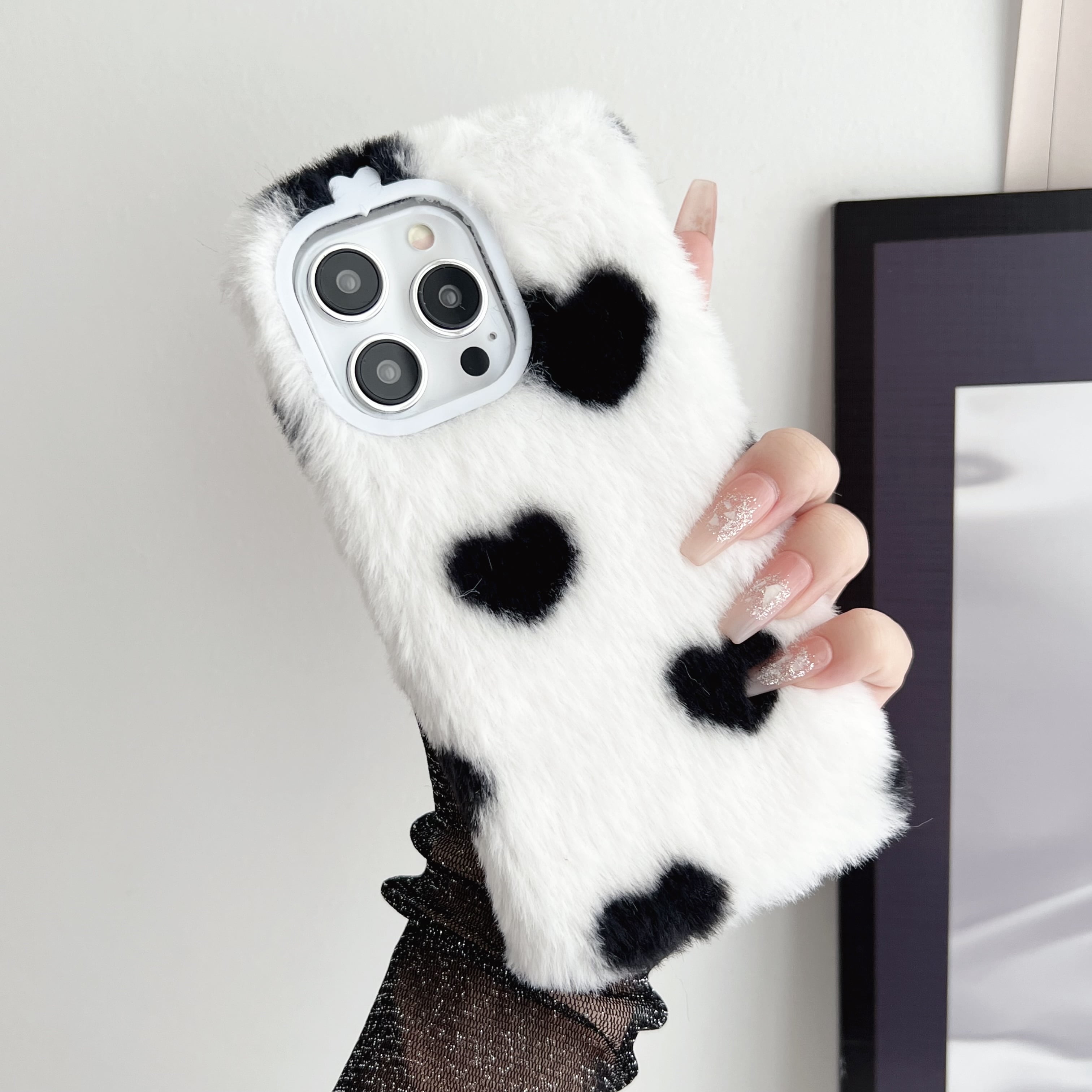 Feishell for iPhone 13 Cute Fluffy Case with Hearts Pattern, for Women ...