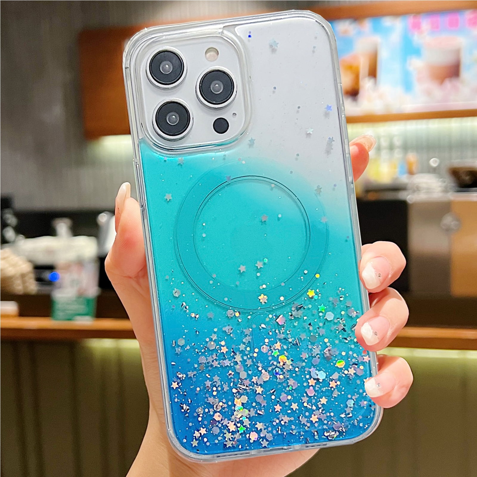 Feishell for iPhone 15 Bling Case Magnetic, Women Clear Glitter Bling ...
