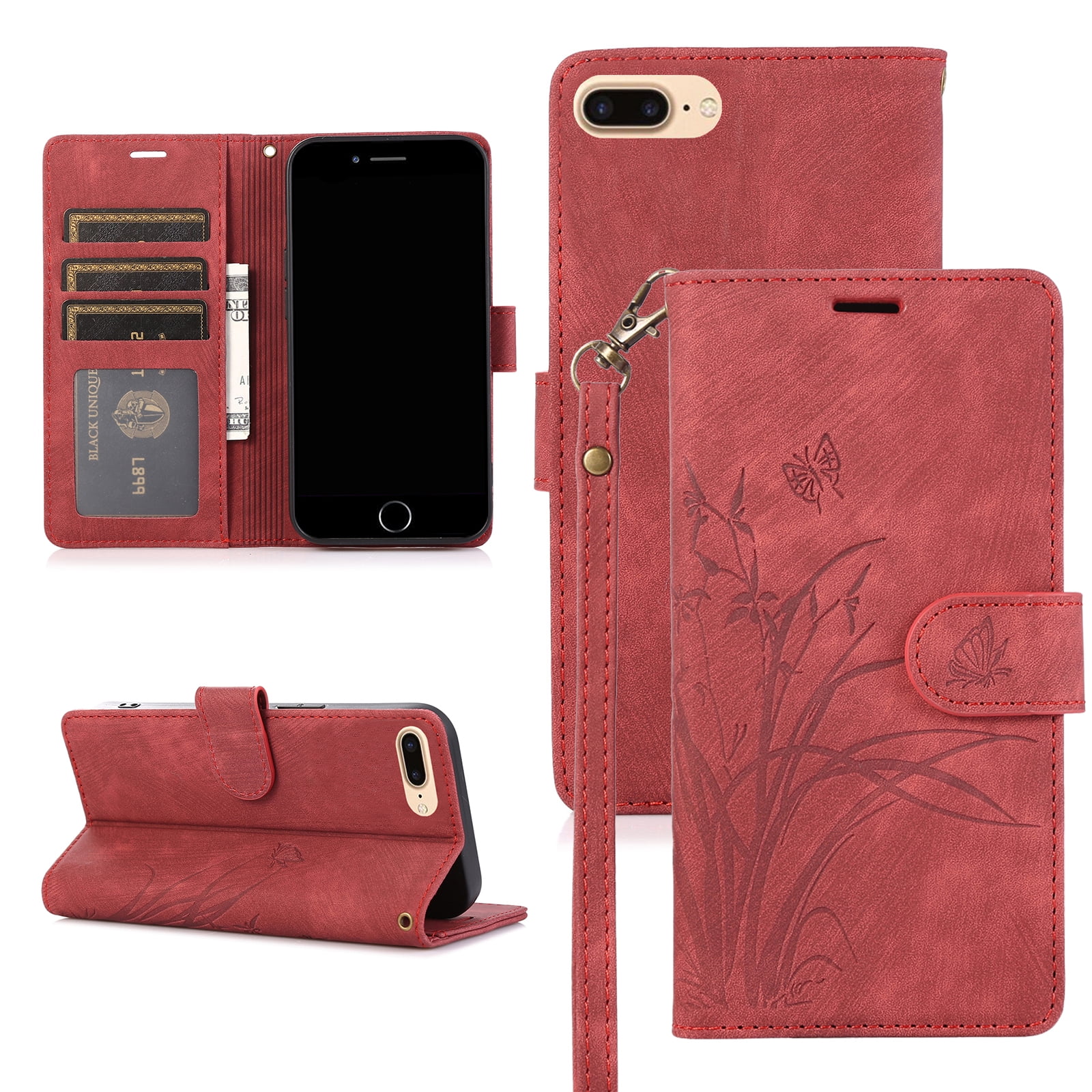 Feishell for iPhone 7 Plus/8 Plus Wallet Case with Wrist Strap ...