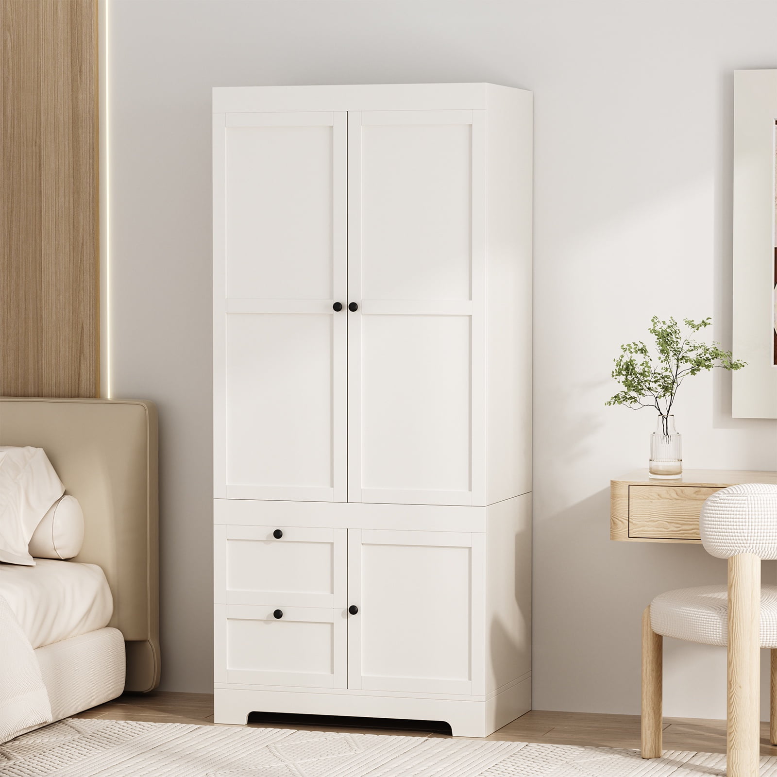 Feishominoo 2 Door Wardrobe Armoire Closet, 71"H Modern Modular Wooden ...
