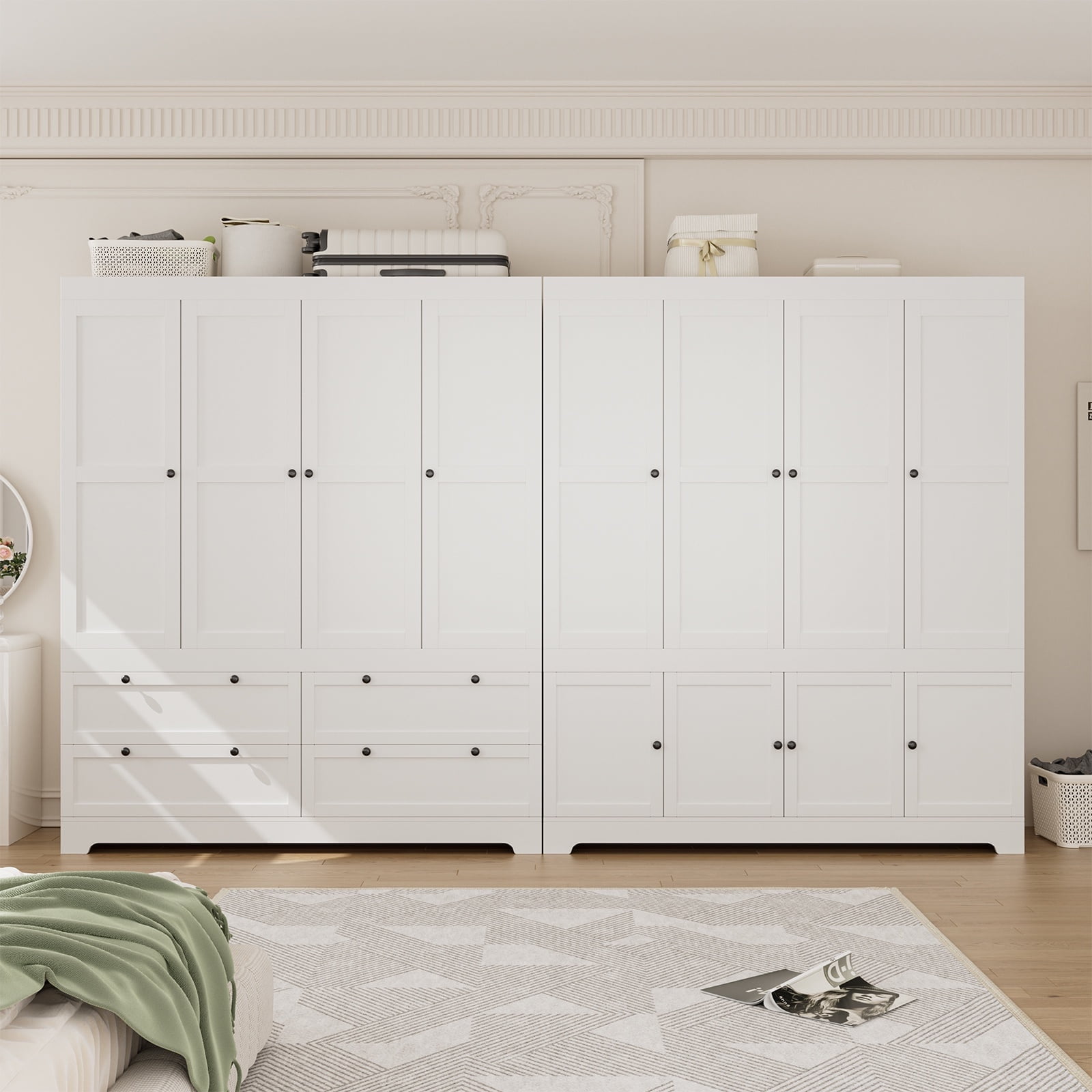 Feishominoo 8 Door Wardrobe Armoire Closet, 71"H Modern Modular Wooden ...