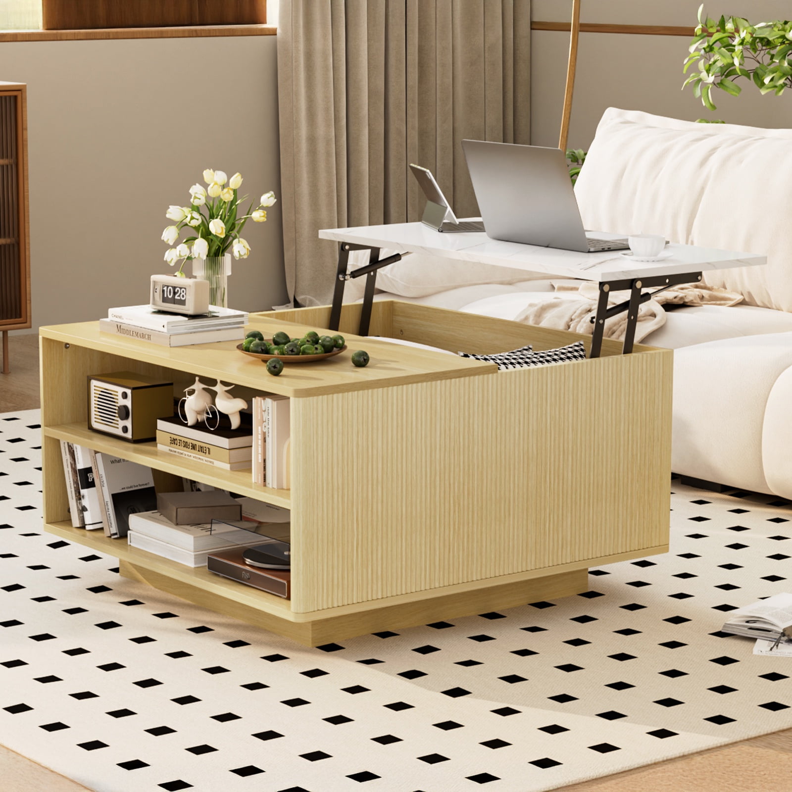 Feishominoo Lift Top Center Tables for Living Room, Modern Rustic ...