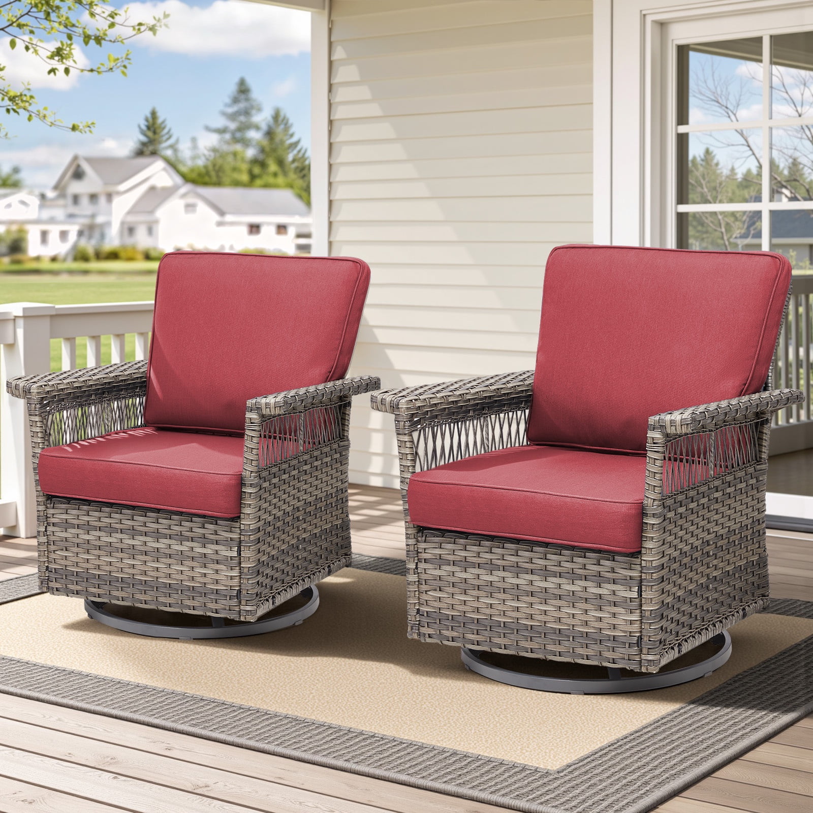 Feishominoo Outdoor Swivel Rocker Patio Glider Chairs Set of 2, All ...