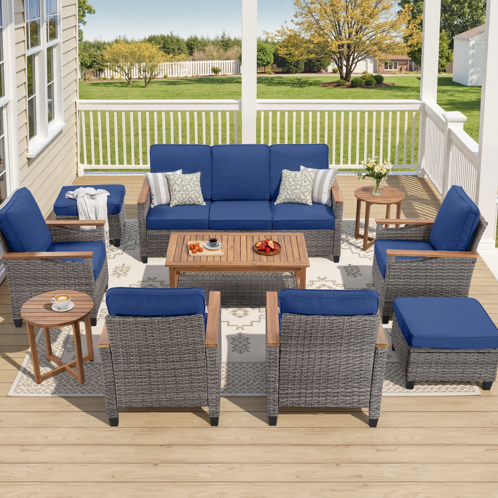 Feishominoo Patio Furniture Set, 10-Piece PE Wicker Modular Outdoor ...