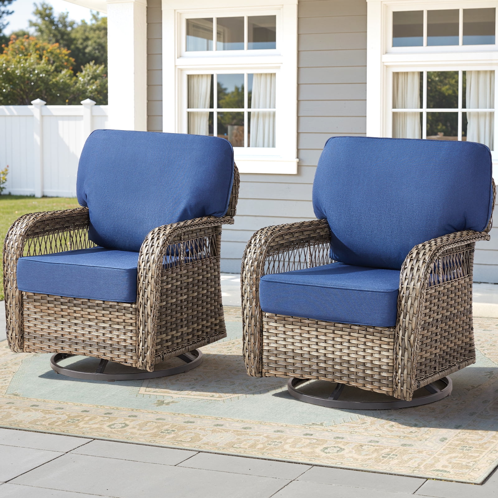 Feishominoo Upgraded Outdoor Swivel Rocker Patio Wicker Chairs Set of 2 ...