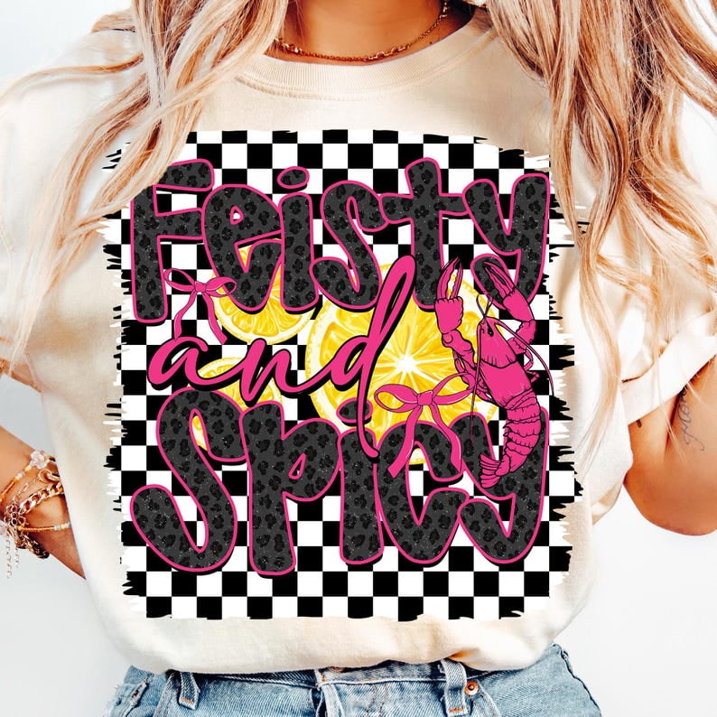 Feisty and Spicy T-Shirt, Crawfish Coquette Shirt, Funny Crawfish Shirt ...