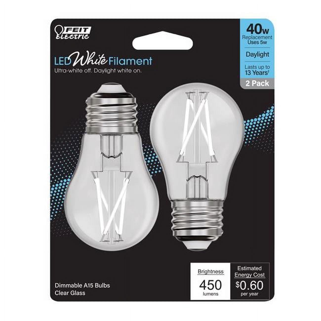 Feit 3013977 A15 E26 Medium Filament LED Bulb Daylight - 40W ...