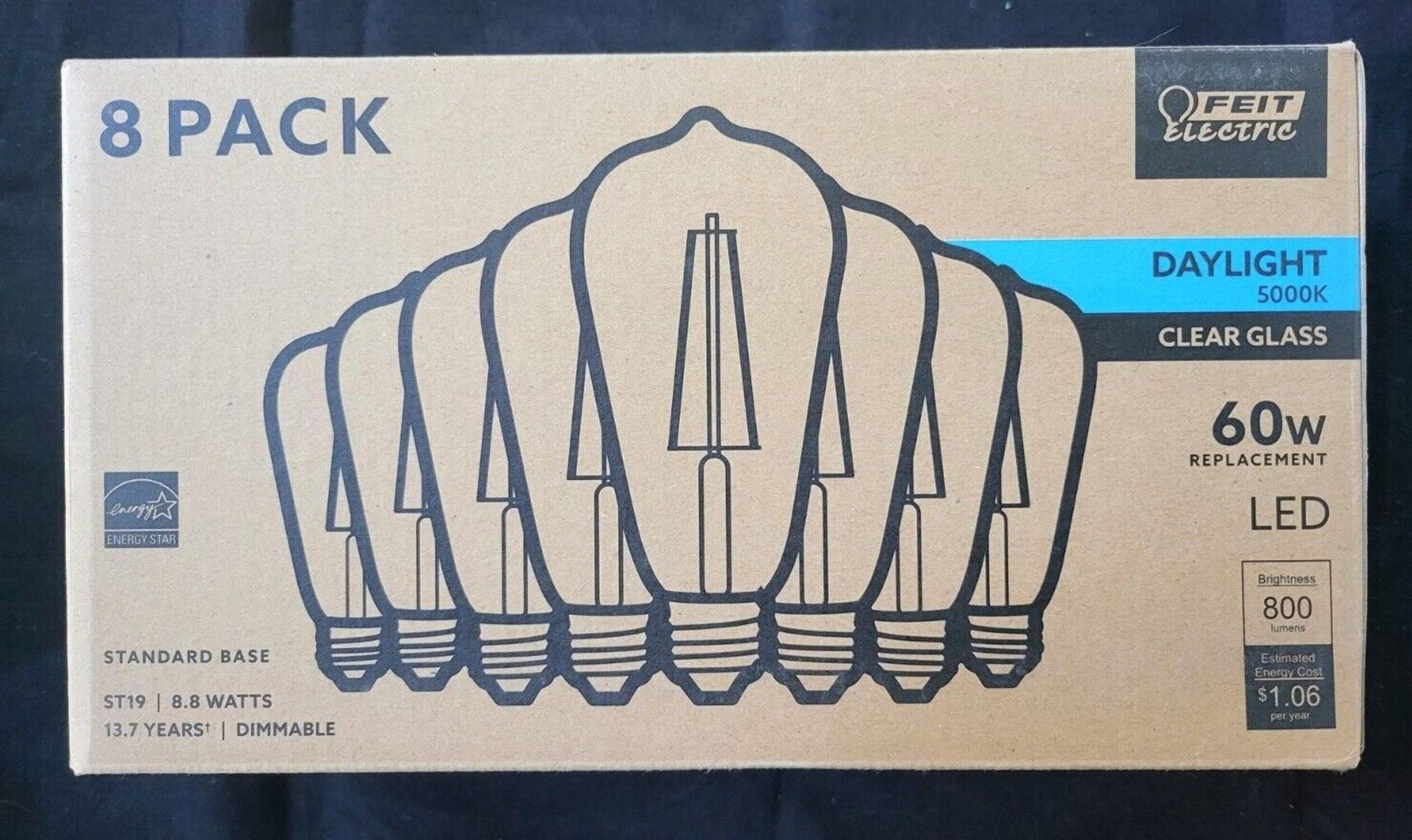 Feit 8 Pack 60w Daylight 5000K LED Bulbs - Walmart.com