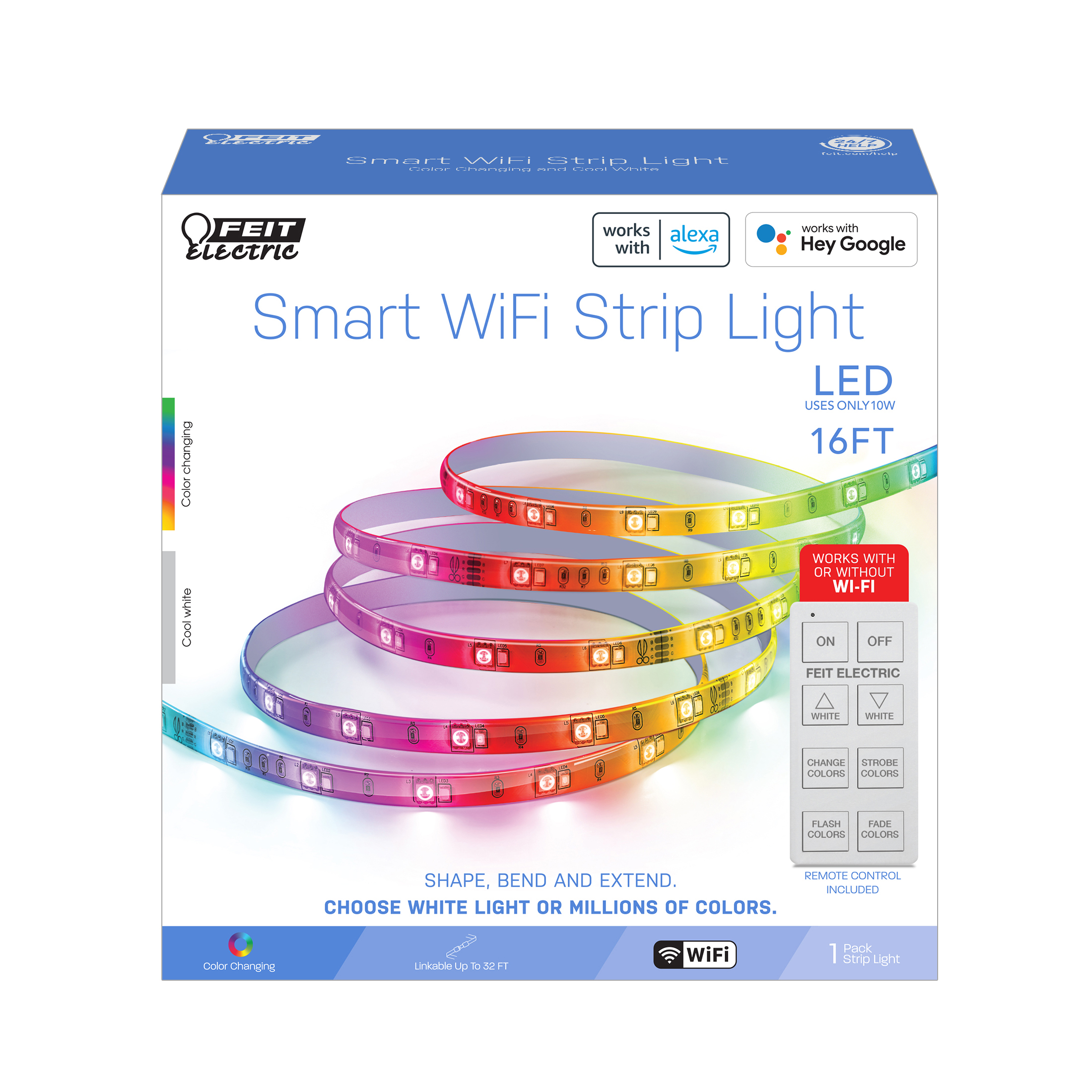 Merkury Innovations Indoor/Outdoor Smart Symphony RGBW Multicolor Strip ...