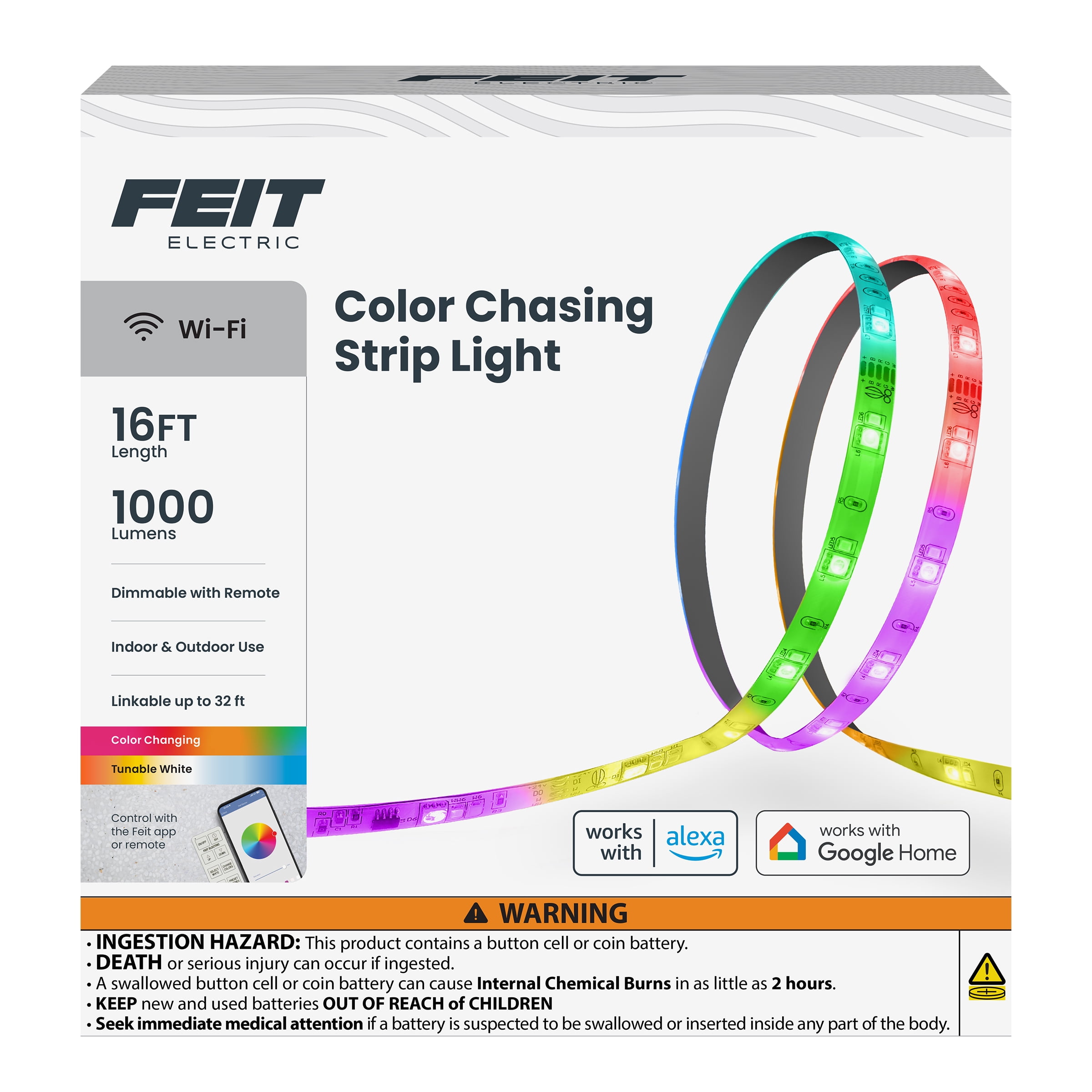 Free Shipping! Feit Electric 16ft 17W Indoor Outdoor Smart Color ...