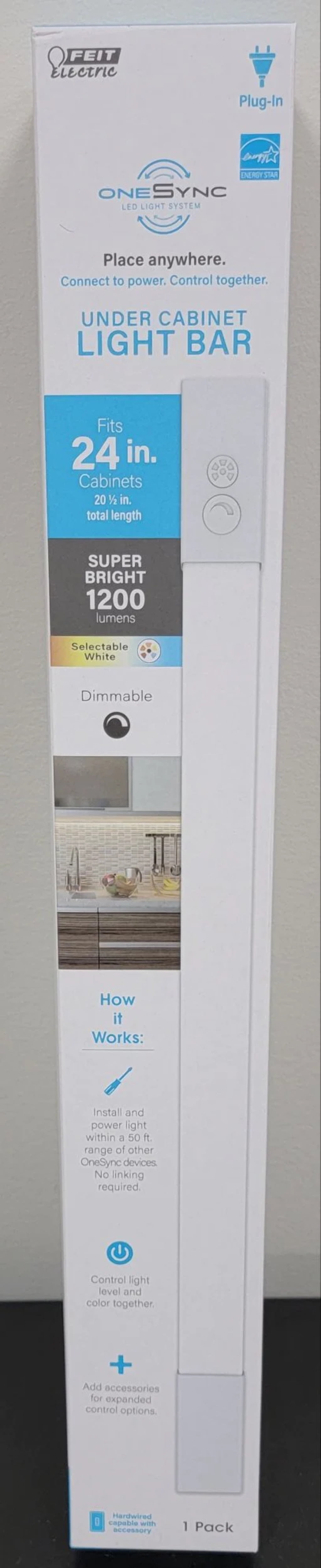 Feit Electric 20.5 in. Fits 24 in Under Cabinet LED Light Bar White ...