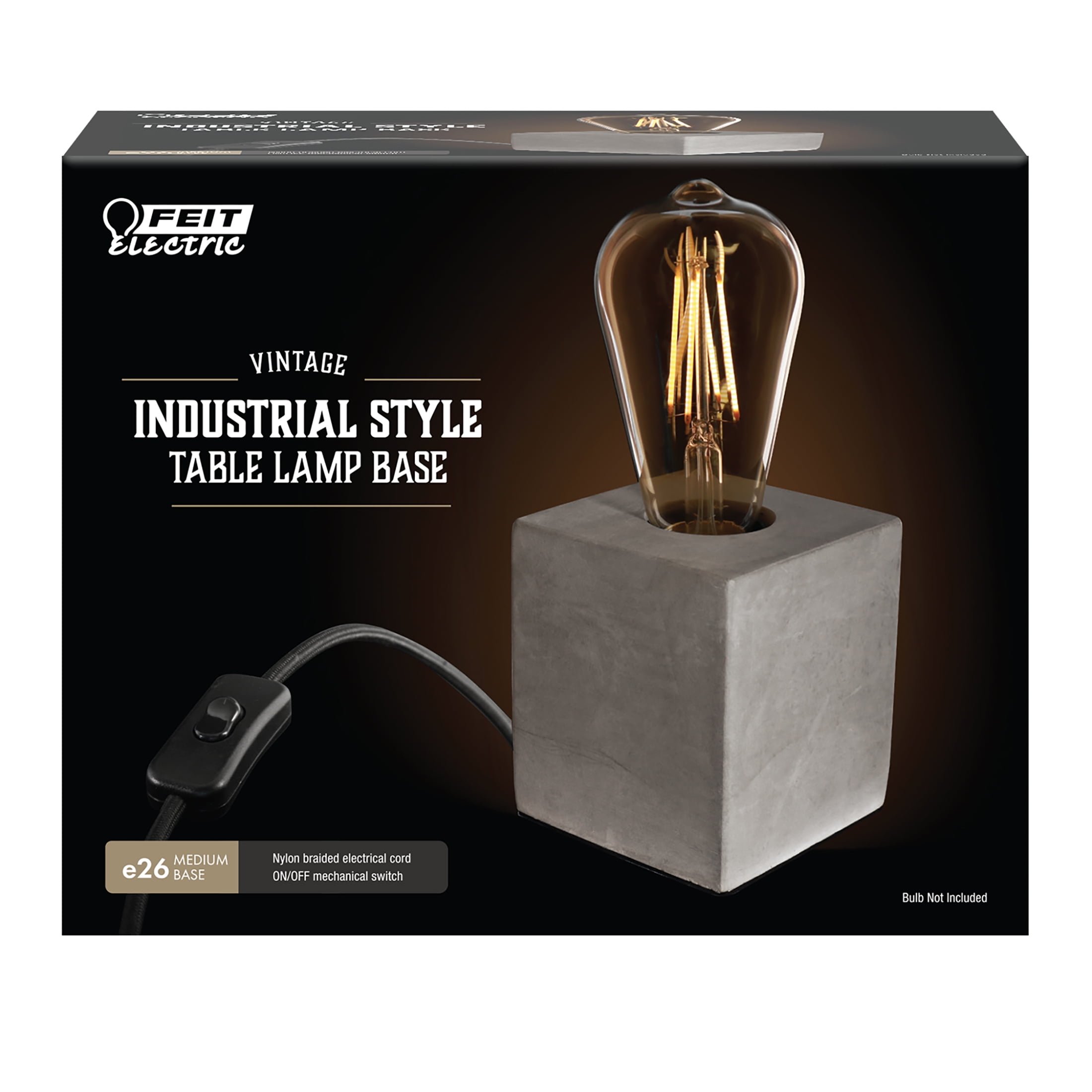 Feit Electric 3.5" inch Industrial Cube Cement Matte Gray Table Lamp ...