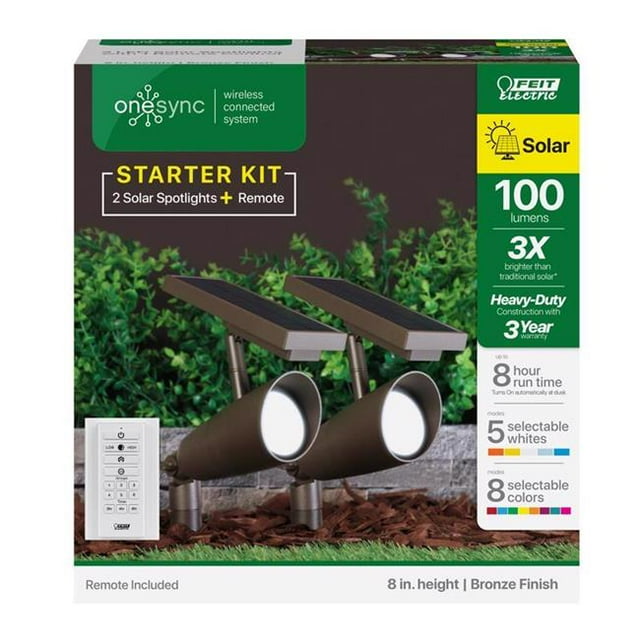 Feit Electric 3010282 OneSync Bronze Solar Powered & Remote LED Spotlight, Pack of 2 - Walmart.com