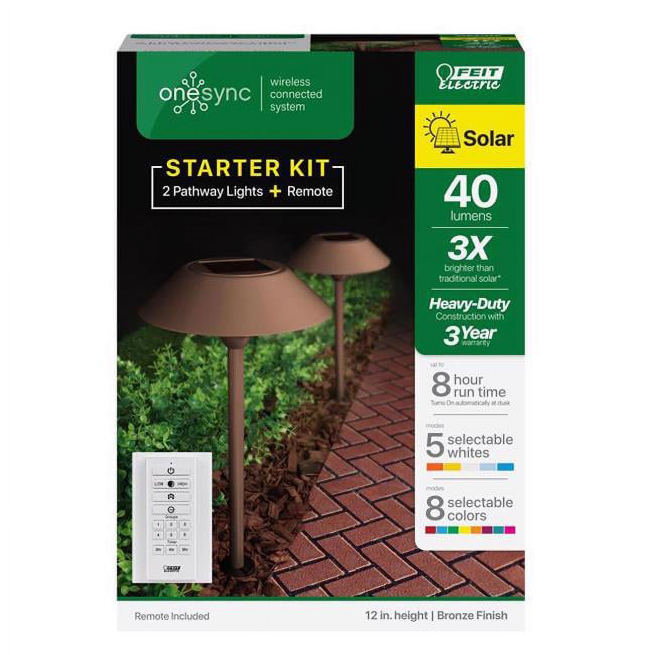 Feit Electric 3010292 40 watt LED OneSync Bronze Solar Powered Pathway ...