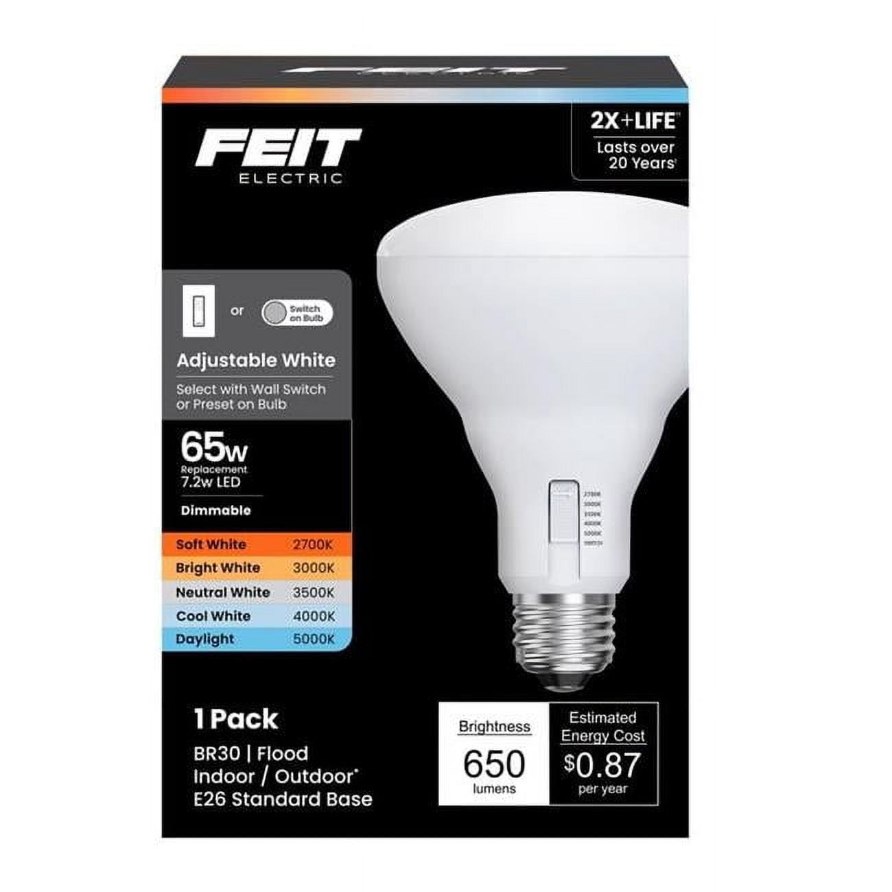 Feit Electric 3018668 65W BR30 E26 Adjustable Equivalence Medium LED ...