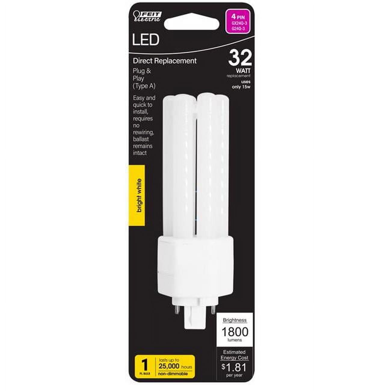 Feit Electric 32W PL GX24Q-3 4-Pin LED Light Bulb - White - PL LED Bulb ...