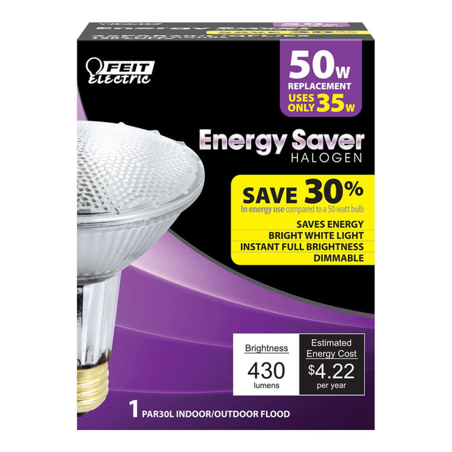 Feit Electric 35PAR30/L/QFL/ES Halogen Par Floodlight Bulb, 35 Watts ...
