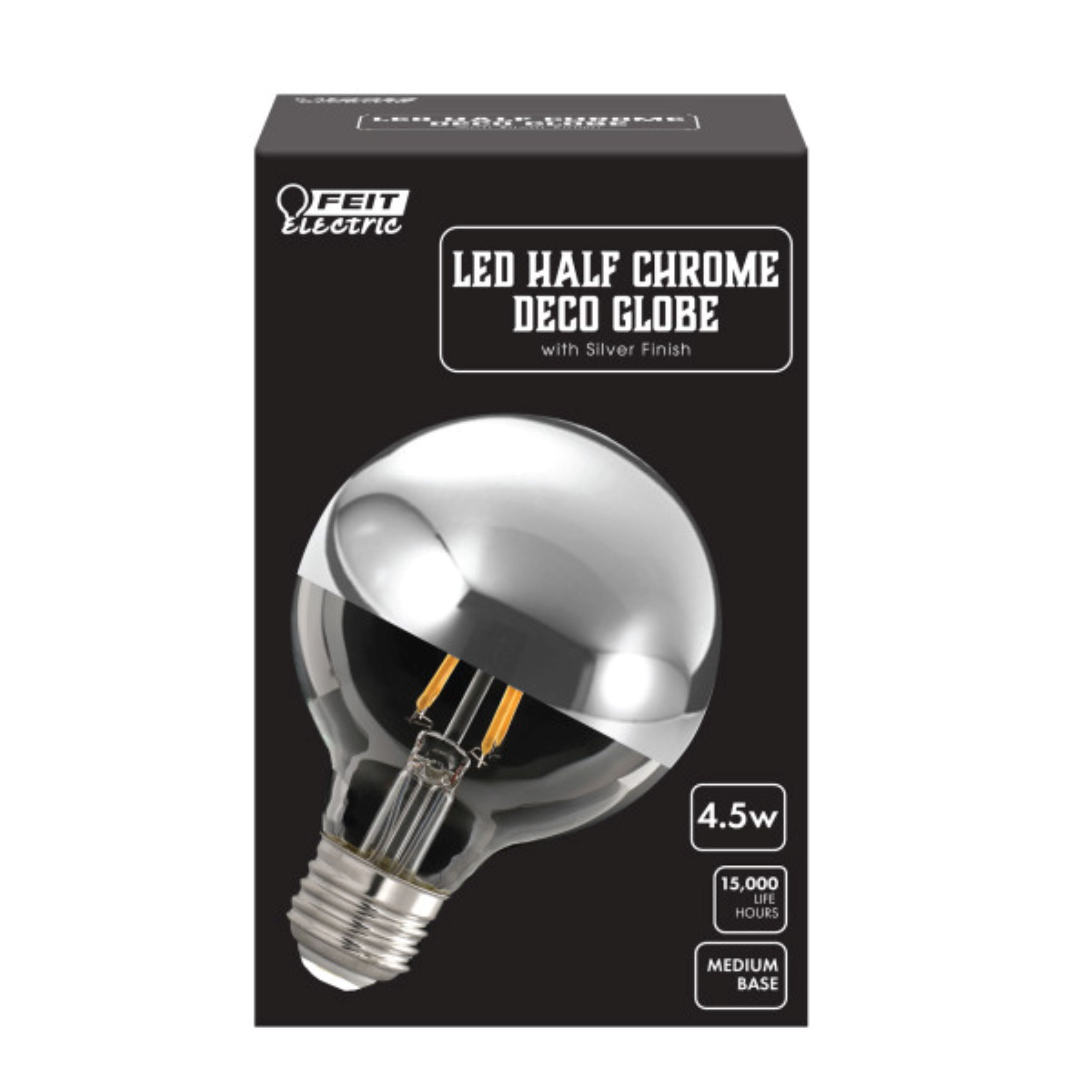 Feit Electric 4.5 Watt 27K Soft White G25 Bulb Shape Silver LED E26 ...