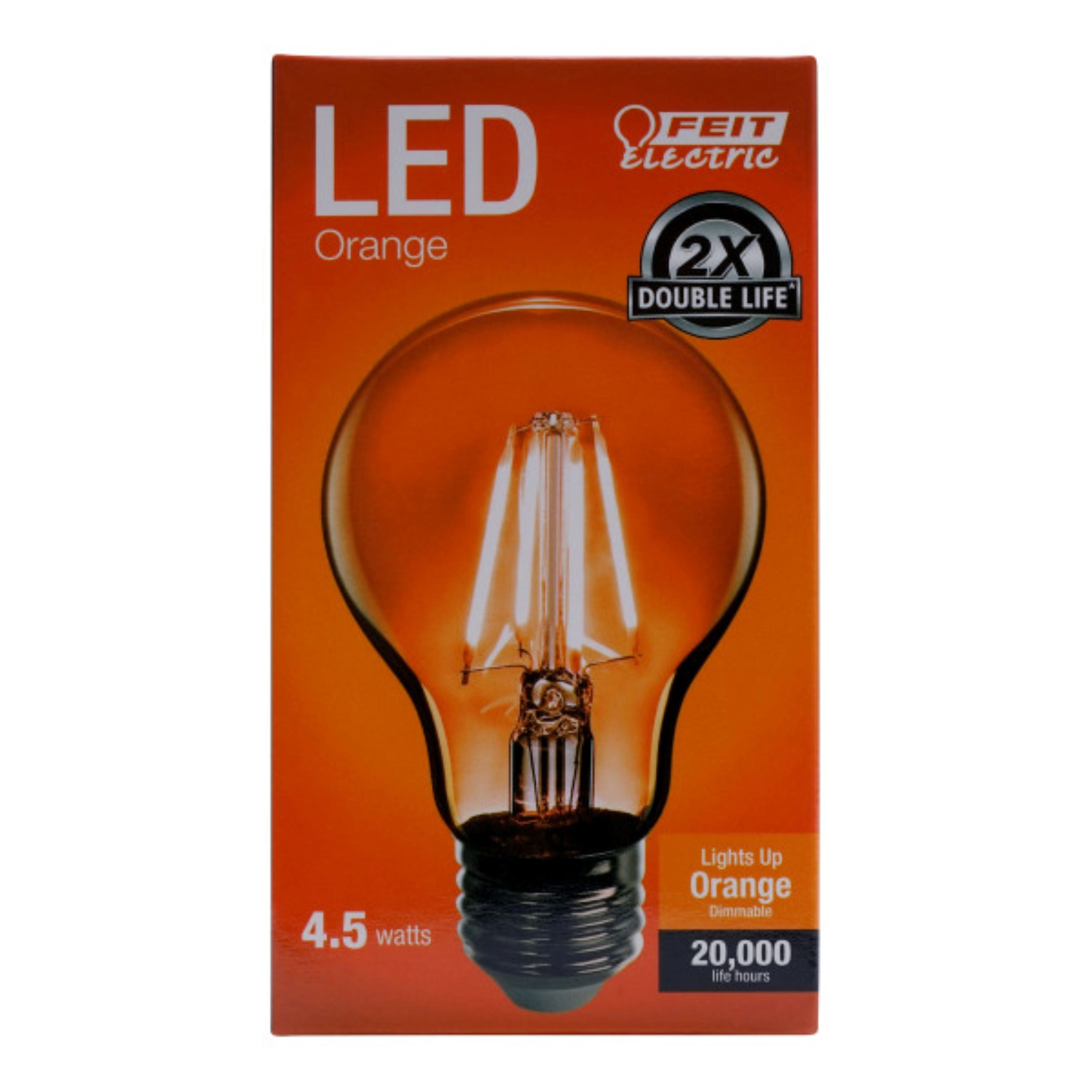 Feit Electric 4.5W (40W Equivalent) Clear Glass A19 Orange Filament LED ...