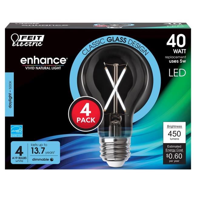 Feit Electric 40 Watt Equivalence A19 E26 Medium Filament LED Bulb ...