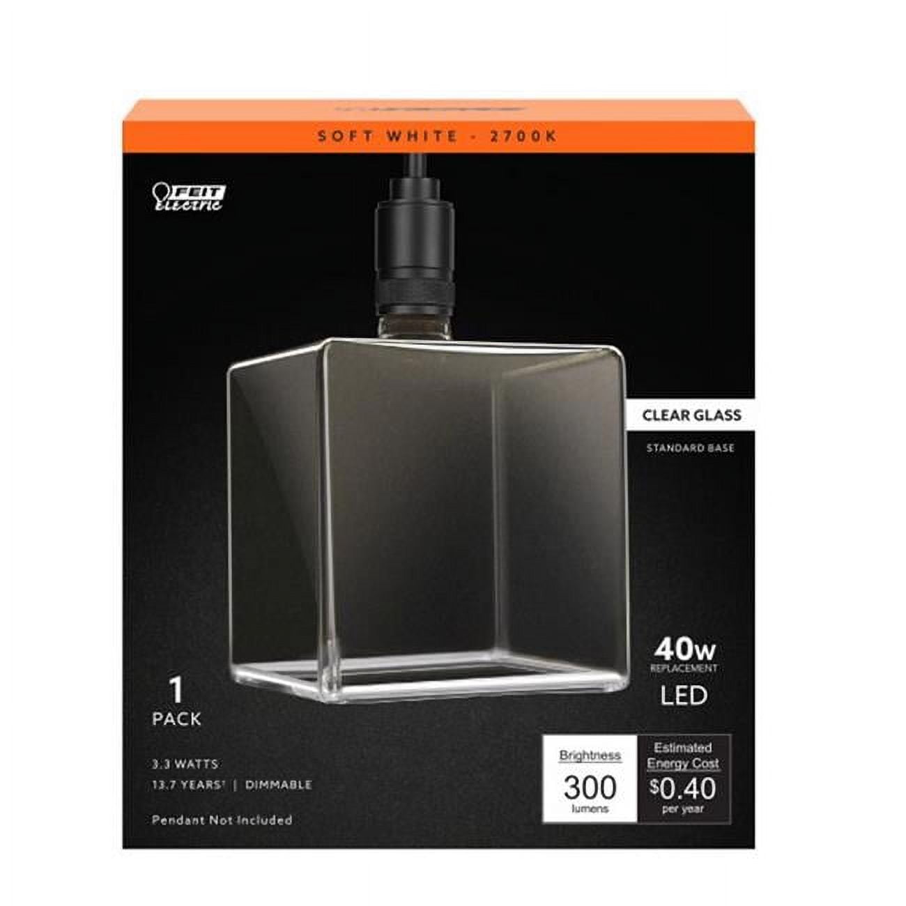 Feit Electric 40W Equivalence Square E26 Medium Filament LED Bulb, Soft ...