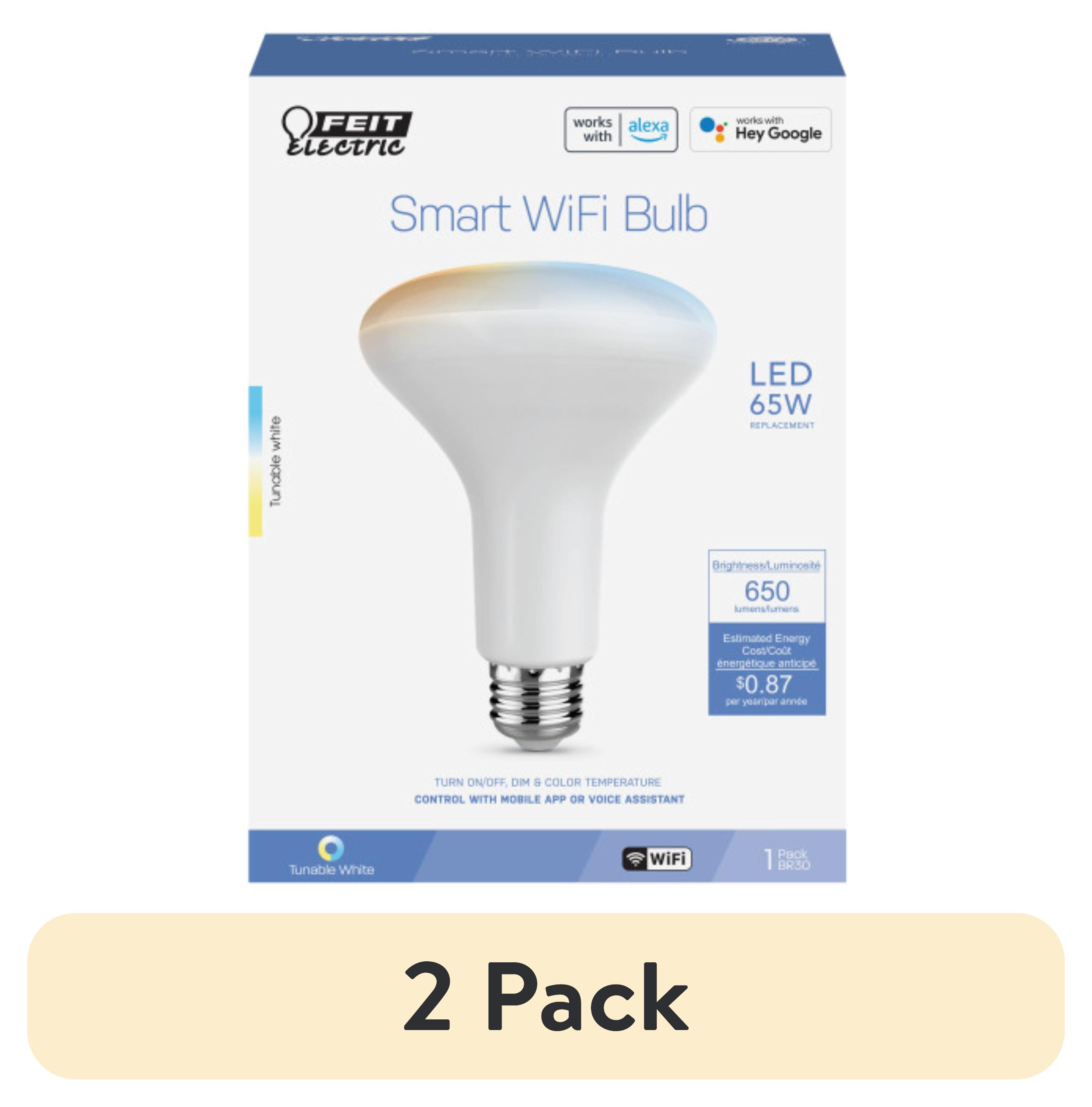 (2 pack) Feit Electric 7.2 Watt (65W Equivalent) BR30 Smart 5CCT ...