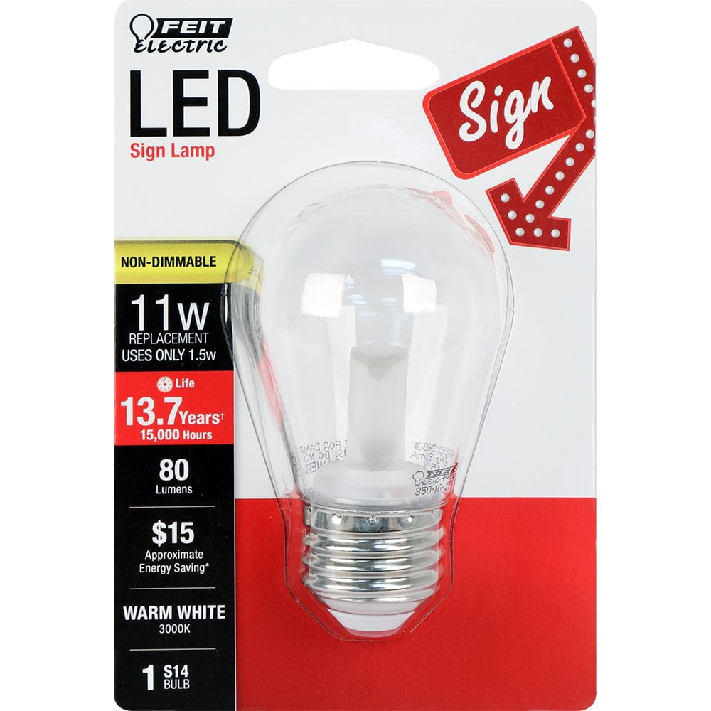 Feit Electric 7184559 S14 1.5 & 11W Medium Sign LED 3000K Light ...