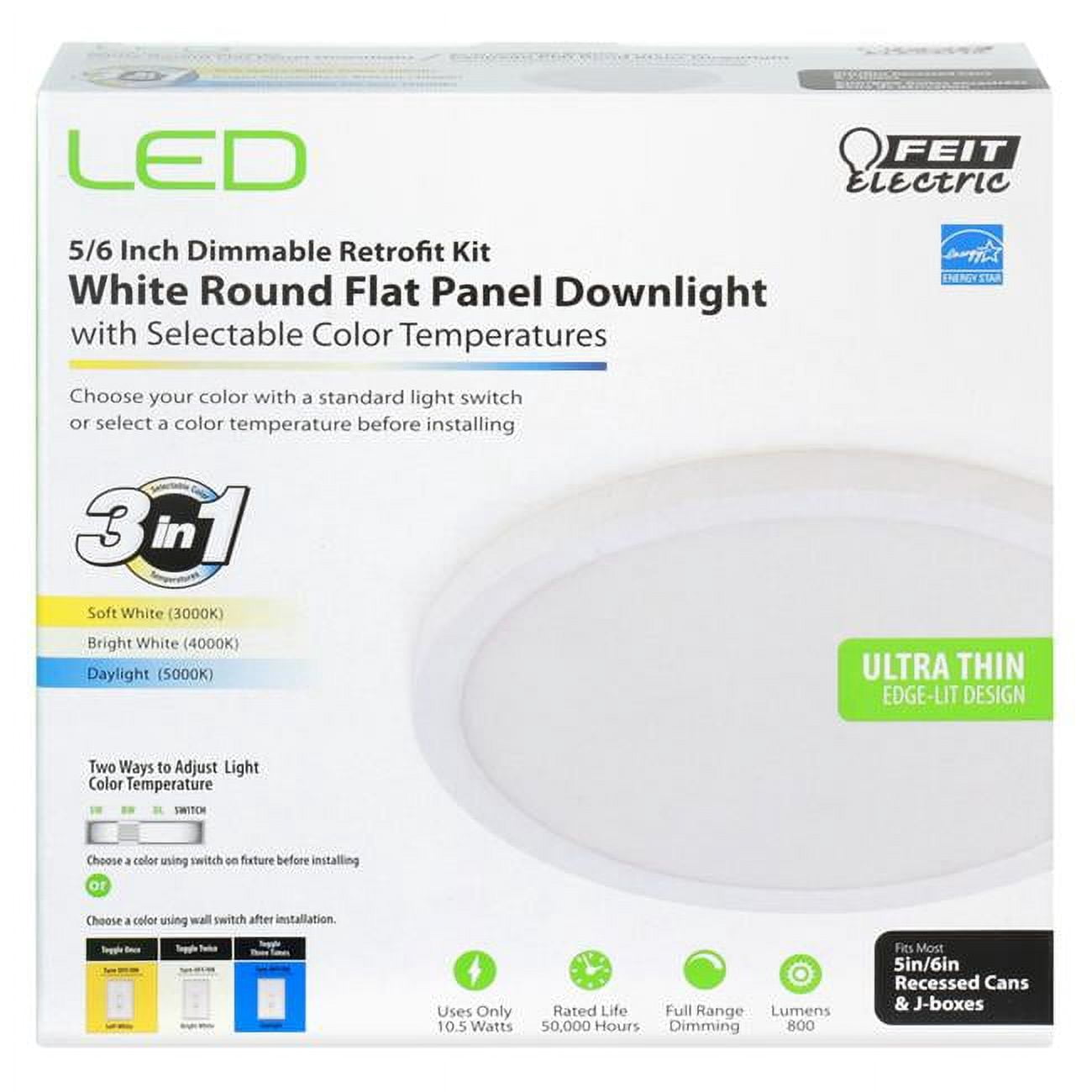 Feit Electric 74206/CA Round LED Recessed Downlight, White, 10.5 W ...