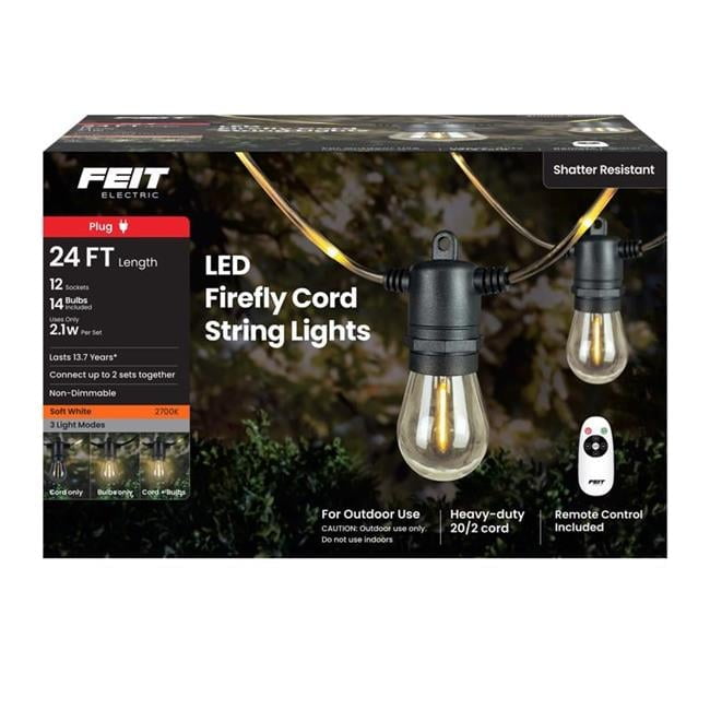 Feit Electric 9102504 24 ft. LED Firefly Rope String Light Set with 12 ...