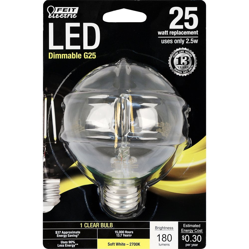 Feit Electric - Decorative Clear Glass Filament LED Dimmable 25W ...