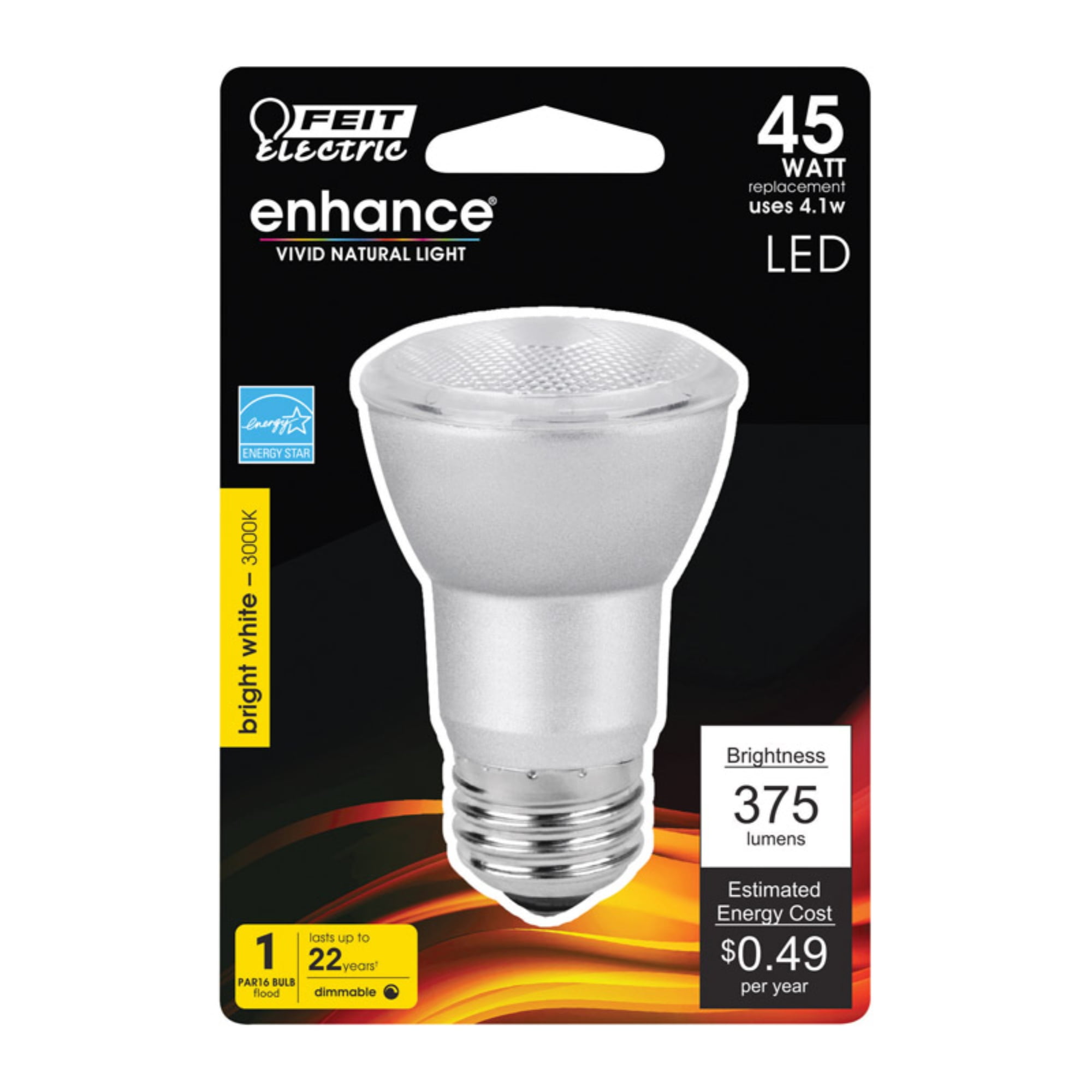 Feit Bppar16dm/930Ca Single 4.1 Watt Dimmable Par16 Medium (E26) Led ...