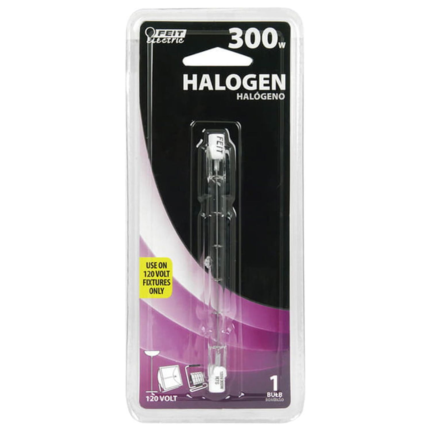 Feit Electric BPQ300T3/CL Double Ended Halogen Bulb, 300 Watts, 120 ...