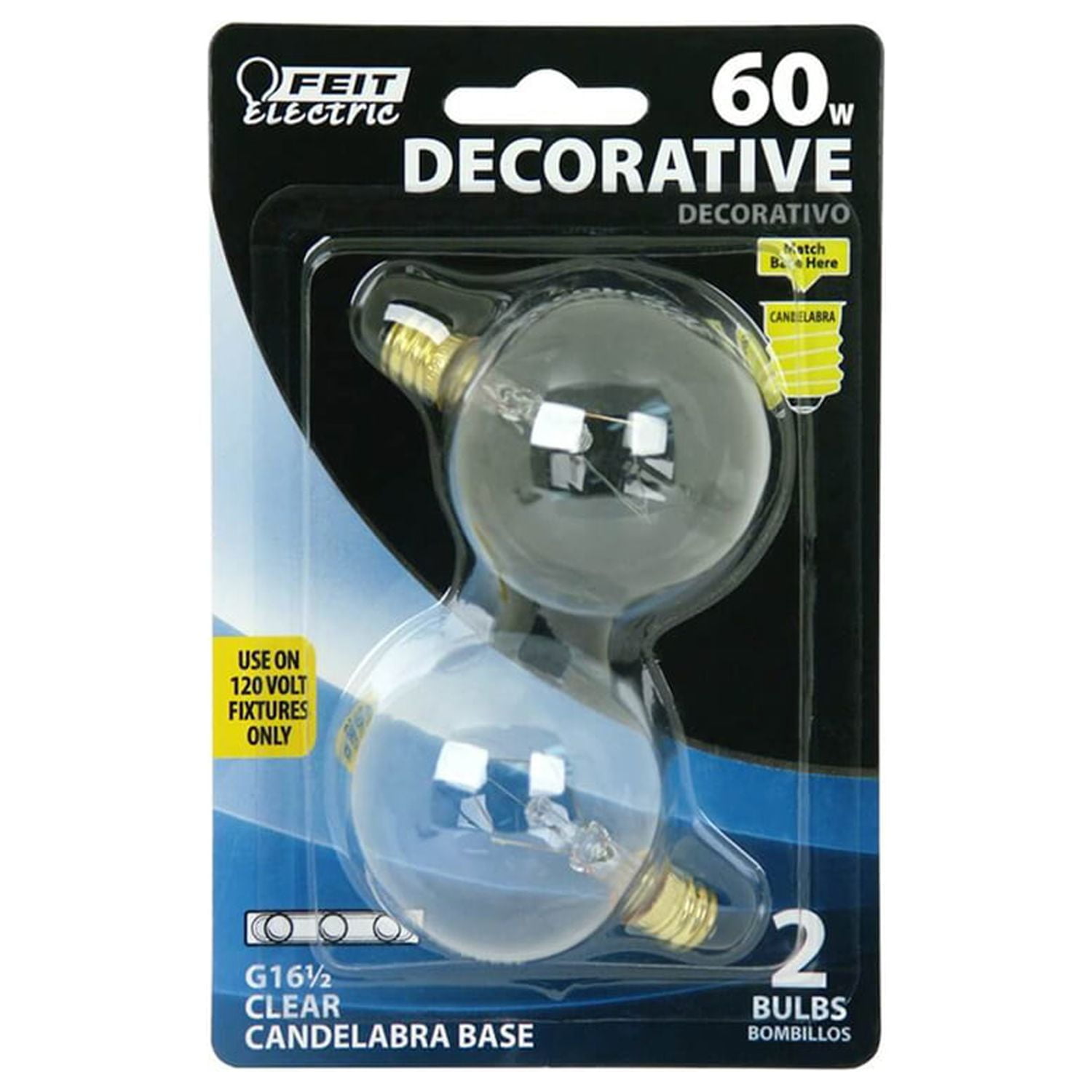 Feit Electric Bp60g16-1/2 60 Watt Clear Long Life Vanity Globe Light ...