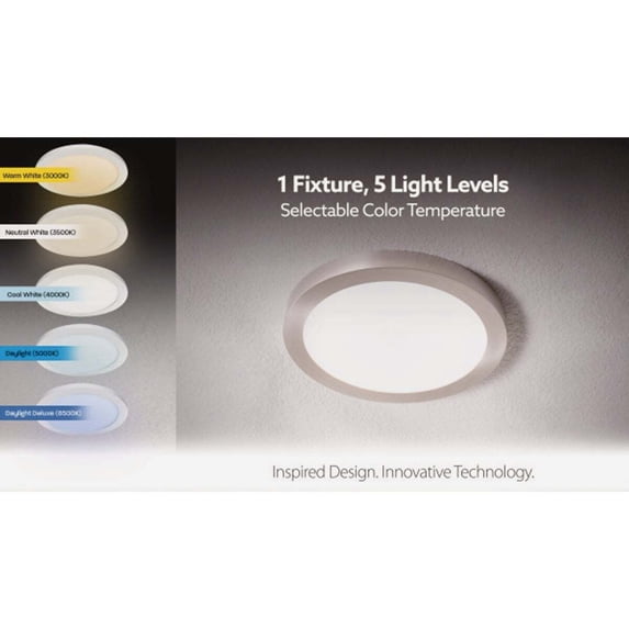 Feit Electric Edge-Lit 11 In. White Round 6-Way LED Flush Mount Light ...