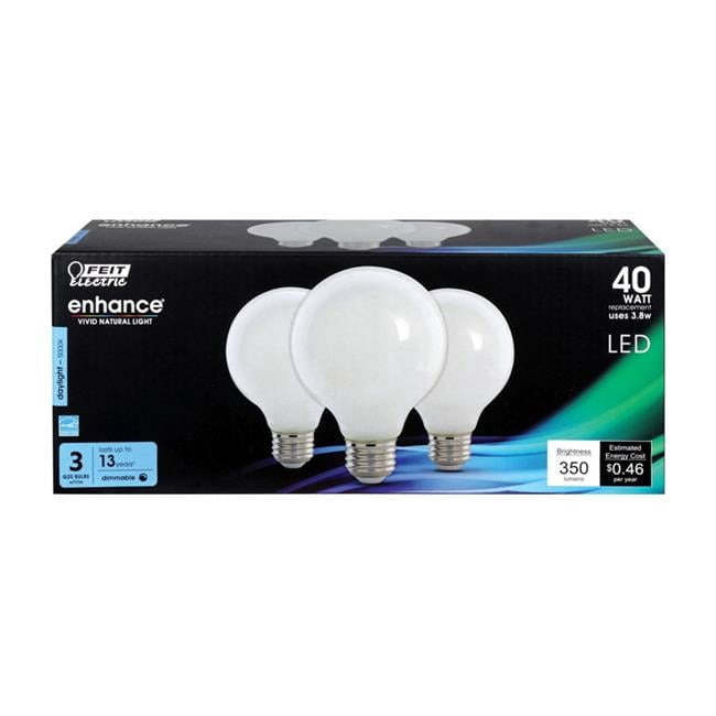 Feit Electric Enhance 3.8W G25 Filament LED Bulb, 350 Lumens - Daylight ...