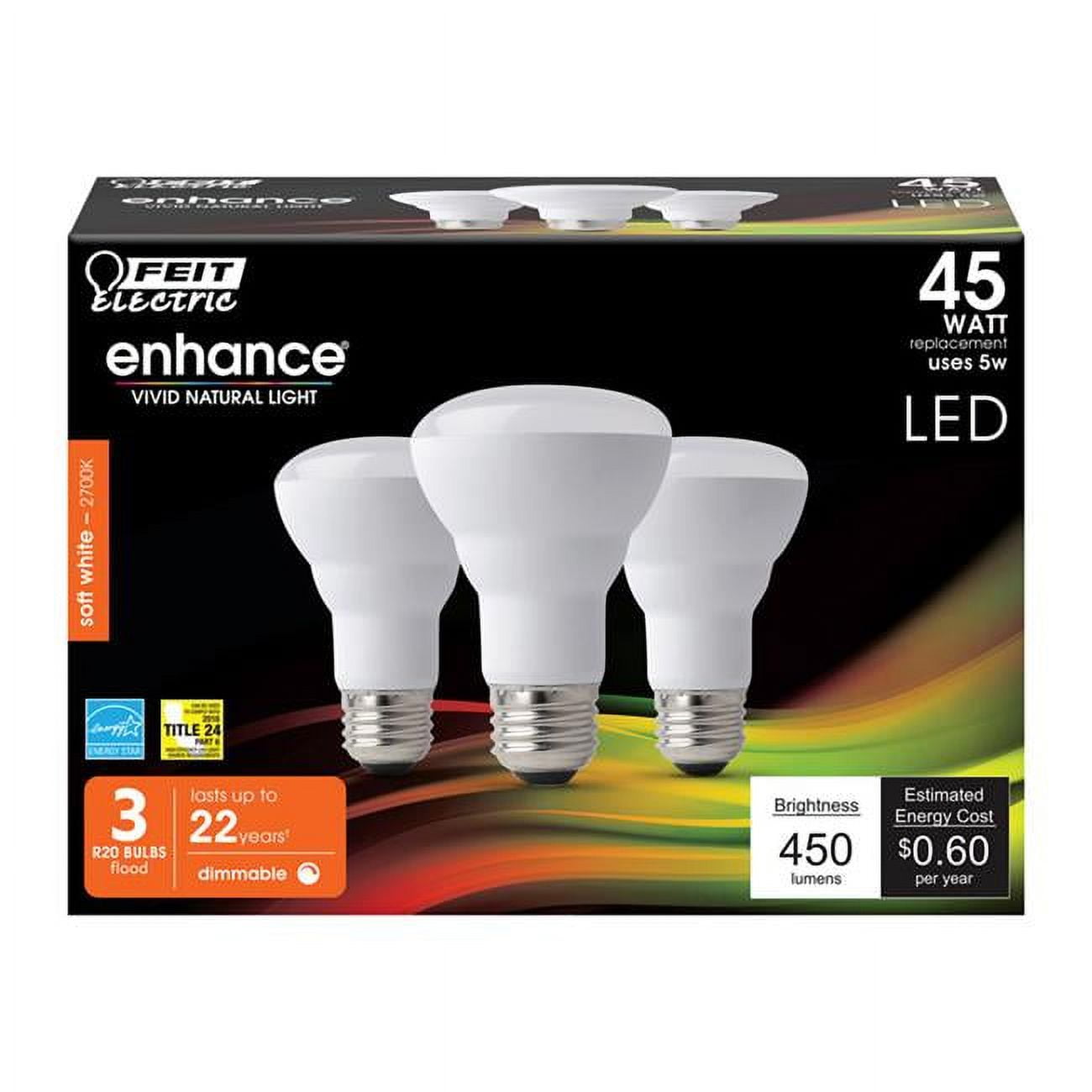 Feit Electric Enhance 5W R20 LED Bulb, 450 Lumens - Soft White ...