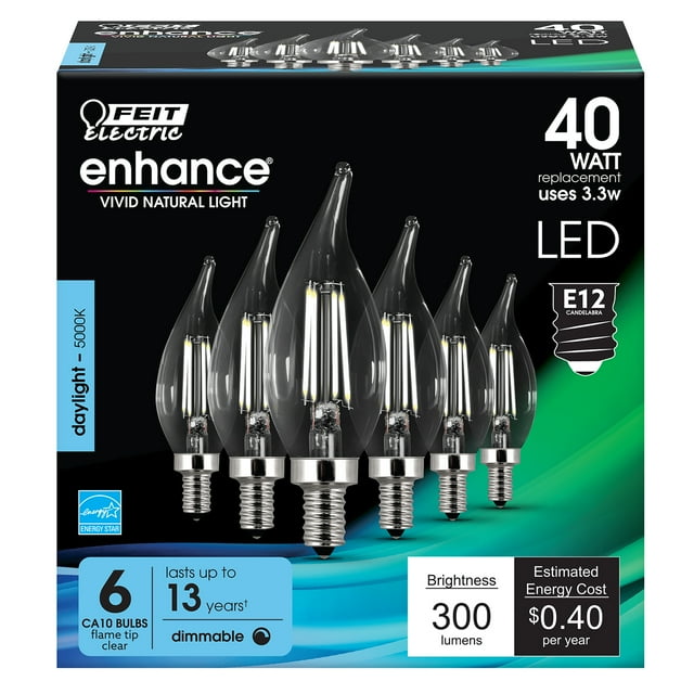 Feit Electric Enhance LED 3.3 Watts (40 Watt Equivalent) Daylight Light ...