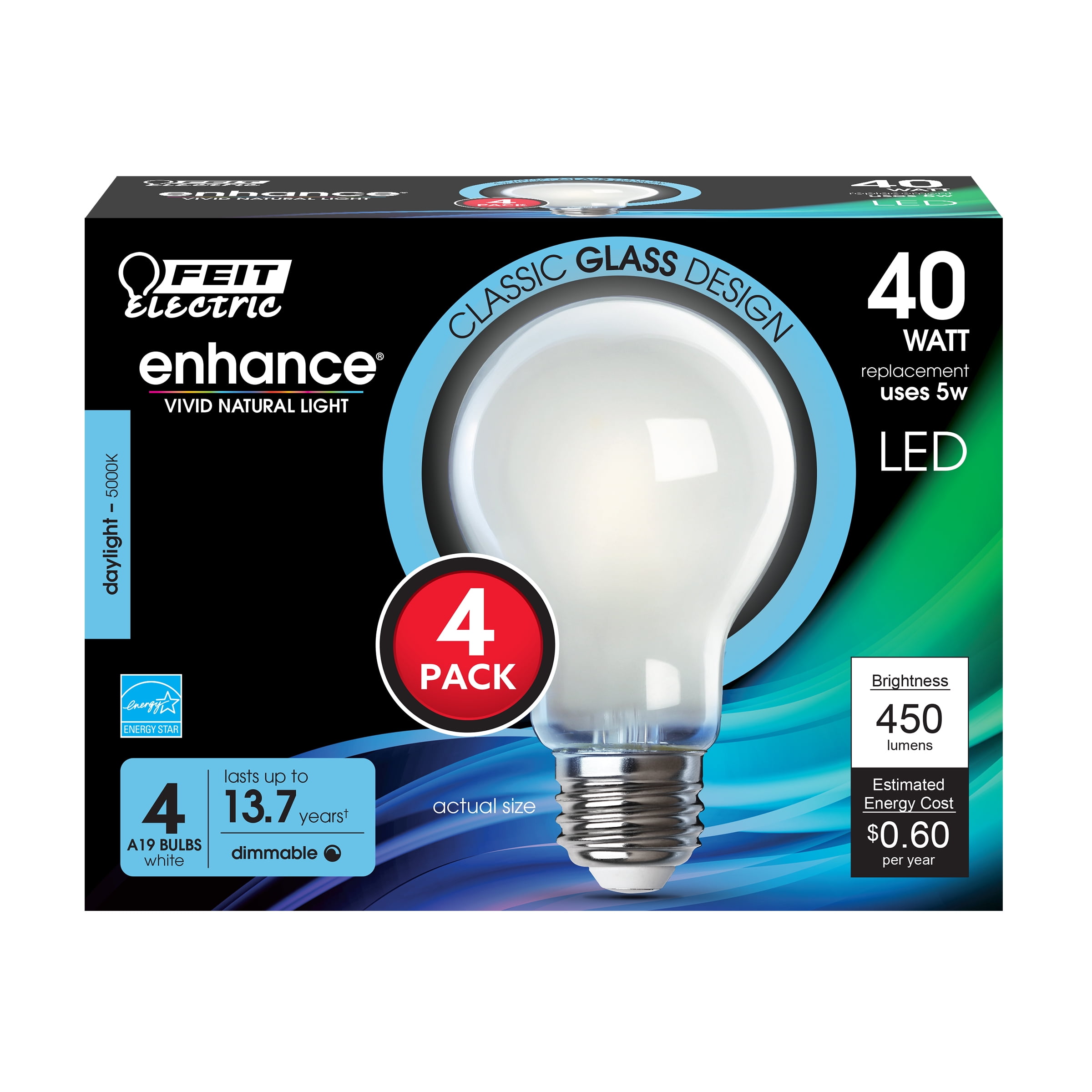 Feit Electric Enhance LED 5 Watt (40 Watt Equivalent) Daylight Light ...