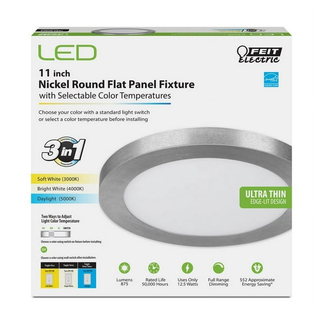 Feit Electric FP11/4WY/NK LED Edge-Lit Flat Panel Recessed Ceiling ...