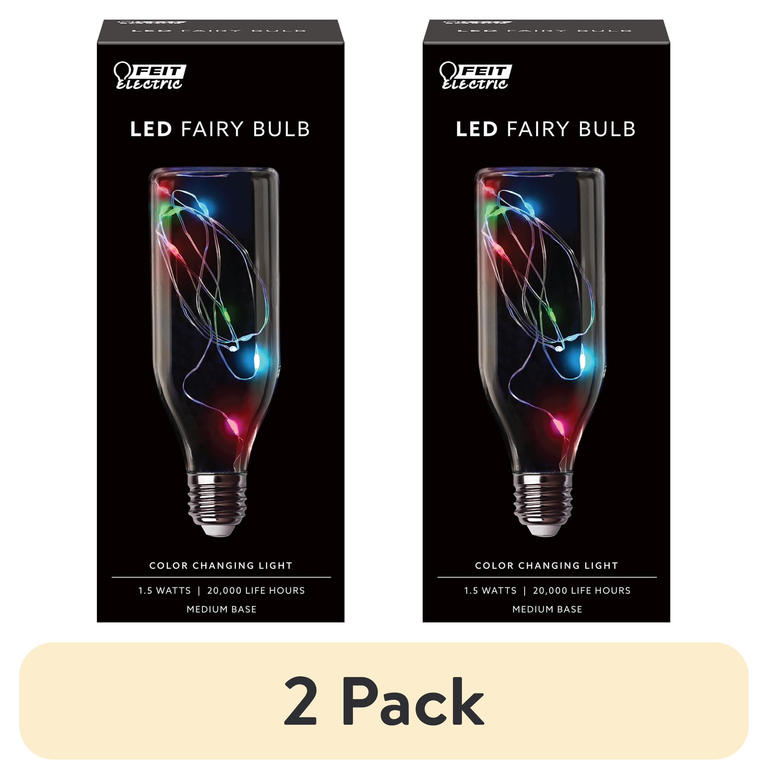 (2 pack) Feit Electric Fairy LED 1.5 Watts RGB Light Bulb, Bottle Shape ...